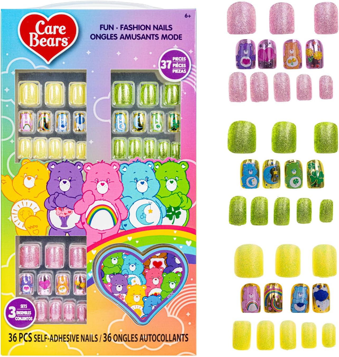 Amazon.com: Acrylic Press On Nails for Kids Short Square Fake Nails ...