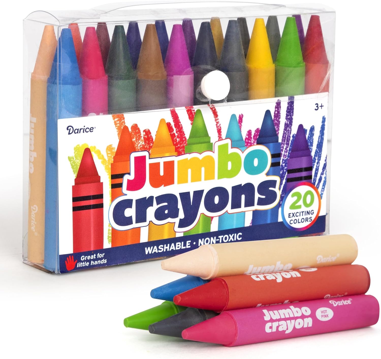Amazon.com: DARICE Jumbo Crayons for Toddlers, 20 Colors Large Crayons ...