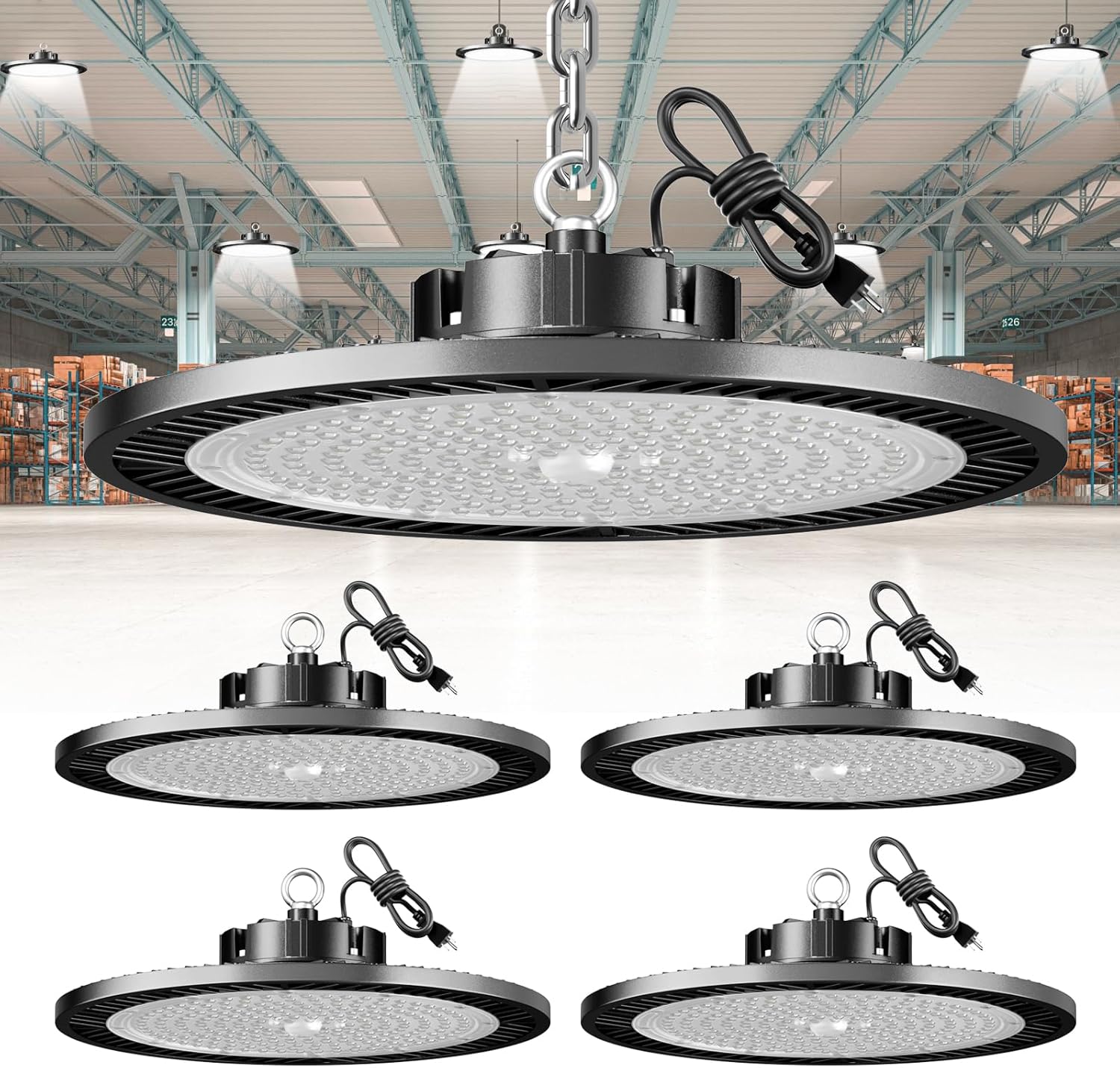 ELEKICO UFO Led High Bay Light, 250W 4 Pack 35000lm 5000k Daylight 100 ...