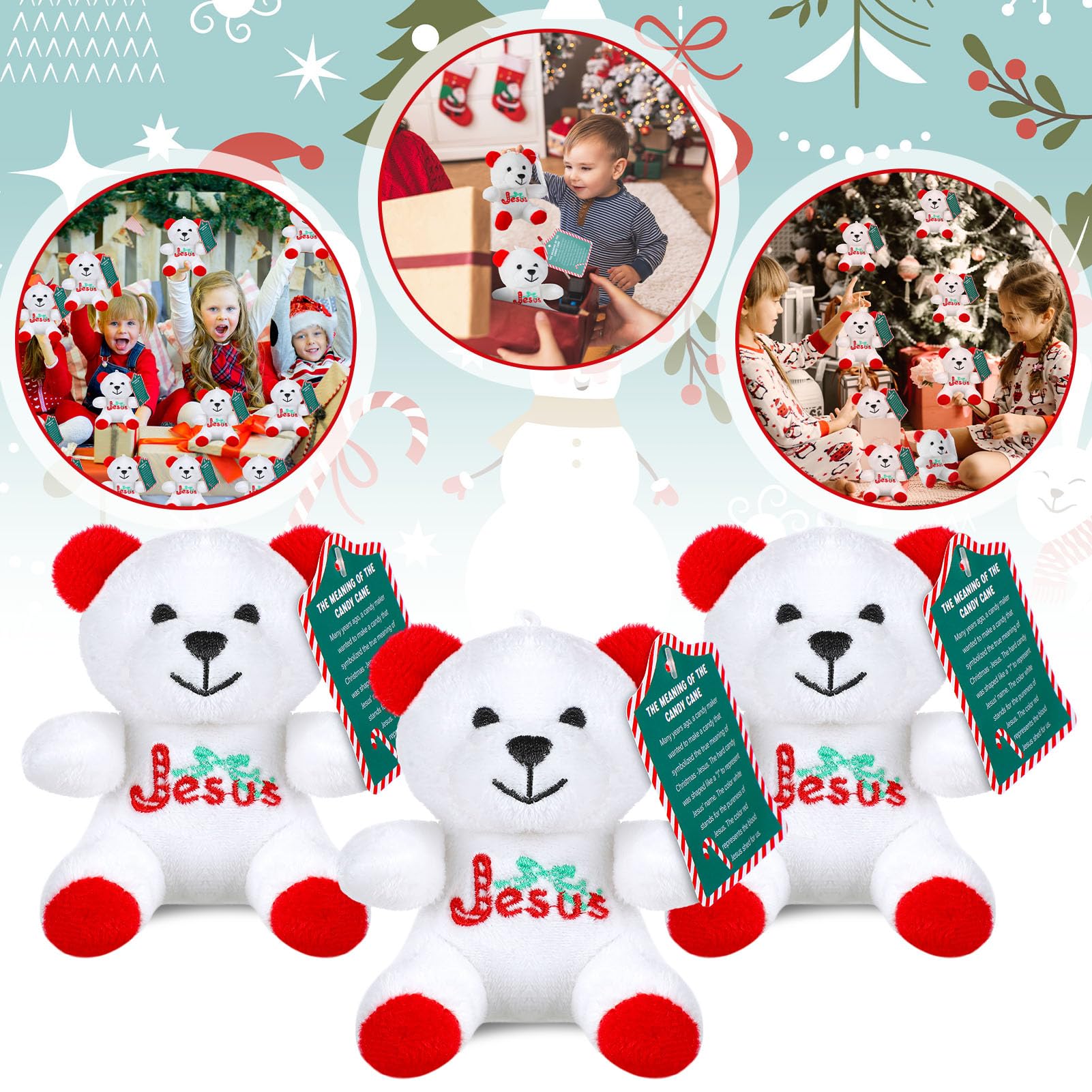Snapklik.com : Haull 18 Pcs Christmas Jesus Bear Plush Bears