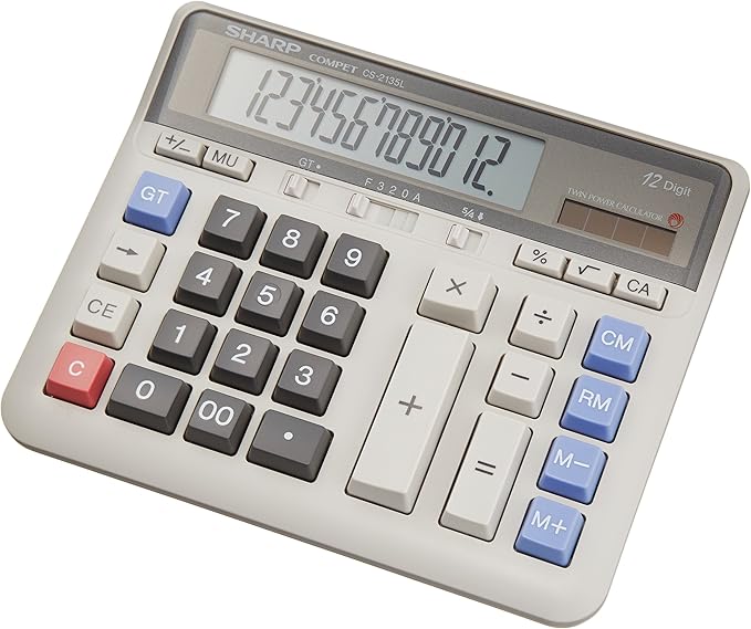 Amazon | シャープ 実務電卓 デスクトップタイプ 12桁 CS-2135L | ビジネス電卓 | 文房具・オフィス用品