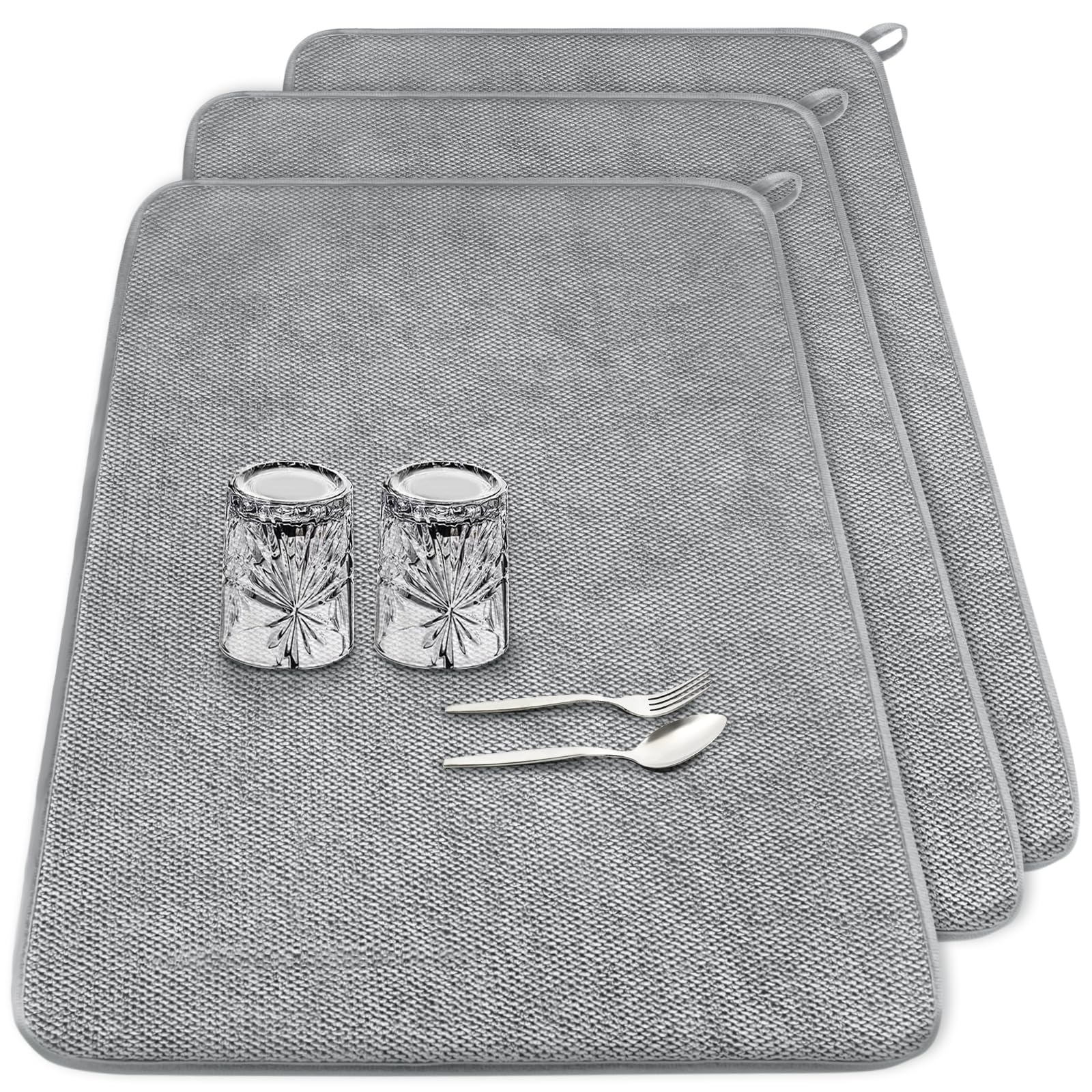 Amazon.com: 3 Pcs XXL Dish Drying Mats,Absorbent Microfiber Drainer Mat ...