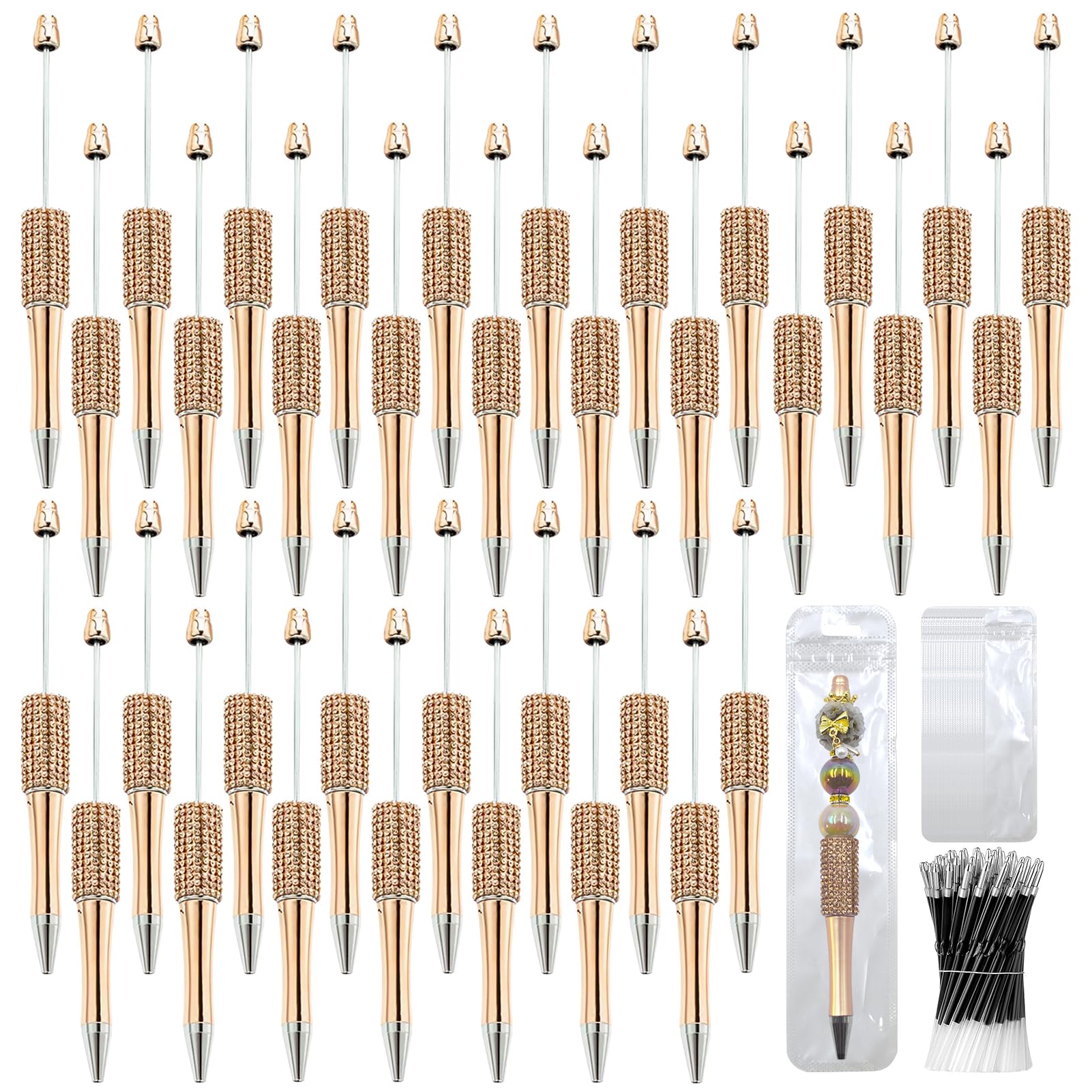 Amazon.com : DASTTUIS 75 Pieces DIY Beadable Pens Kit - 25 Golden ...