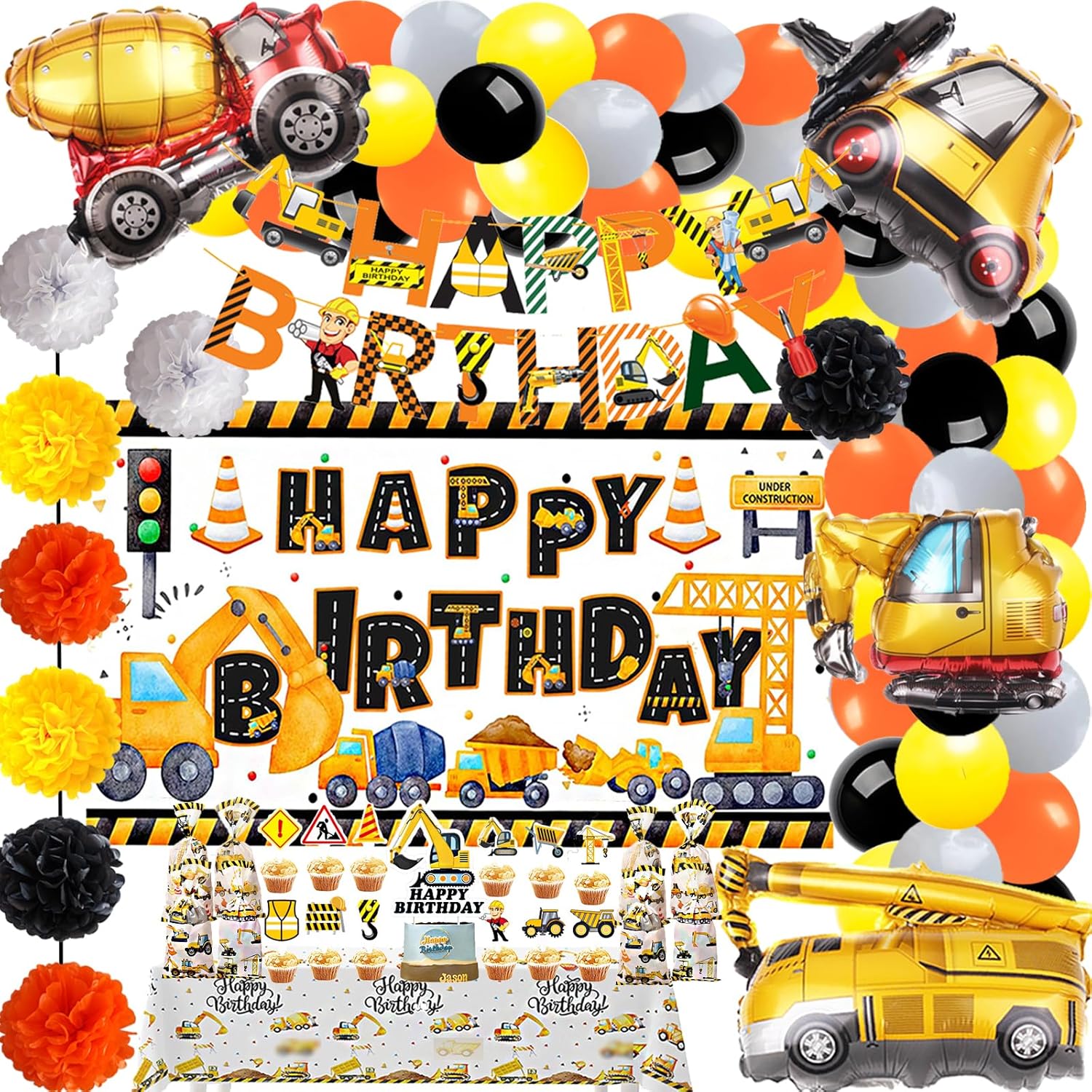 Amazon.com: Construction Birthday Party Supplies, Construction Party ...