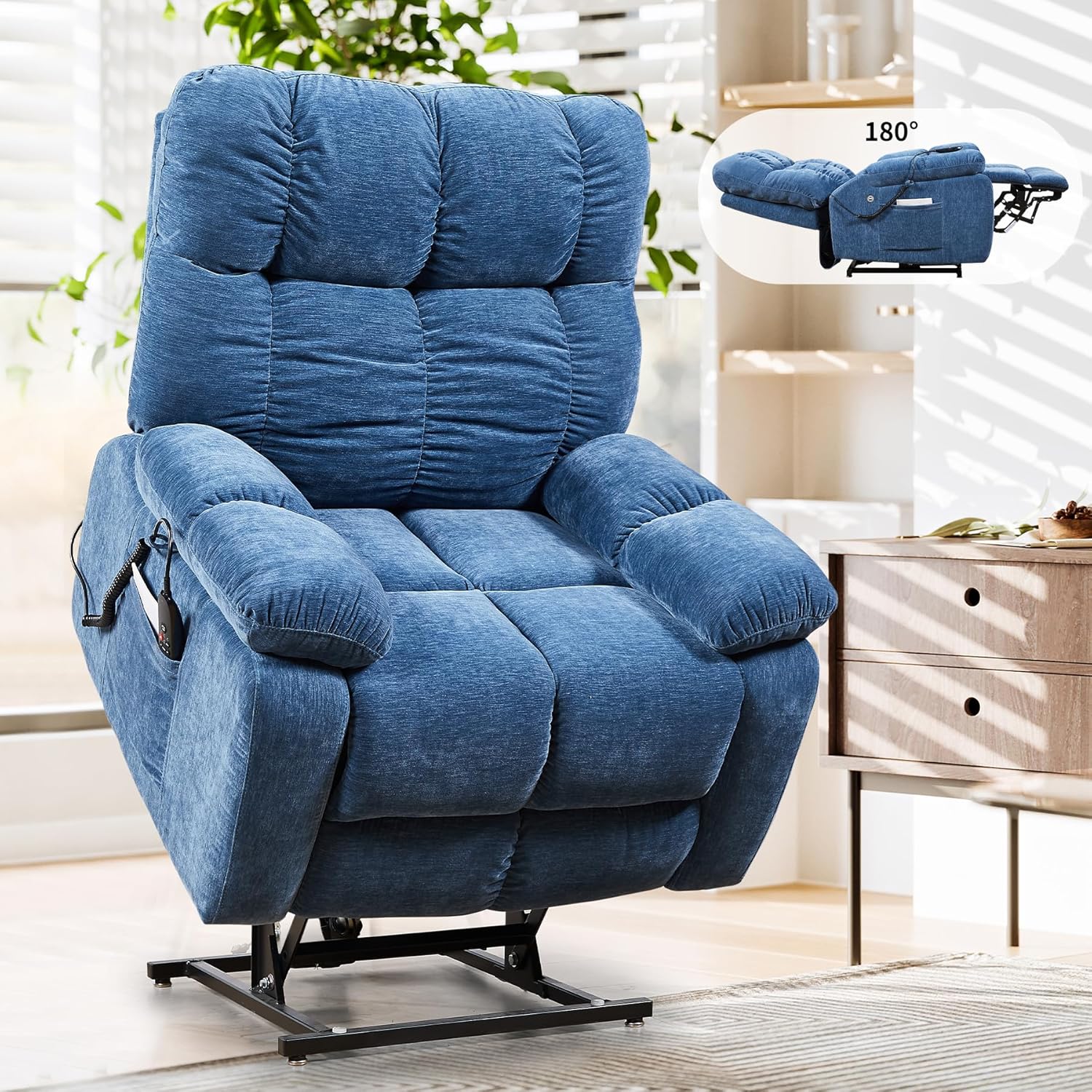 Amazon.com: Plococo Lay Flat Sleeping Dual Motor Lift Recliner Chair ...