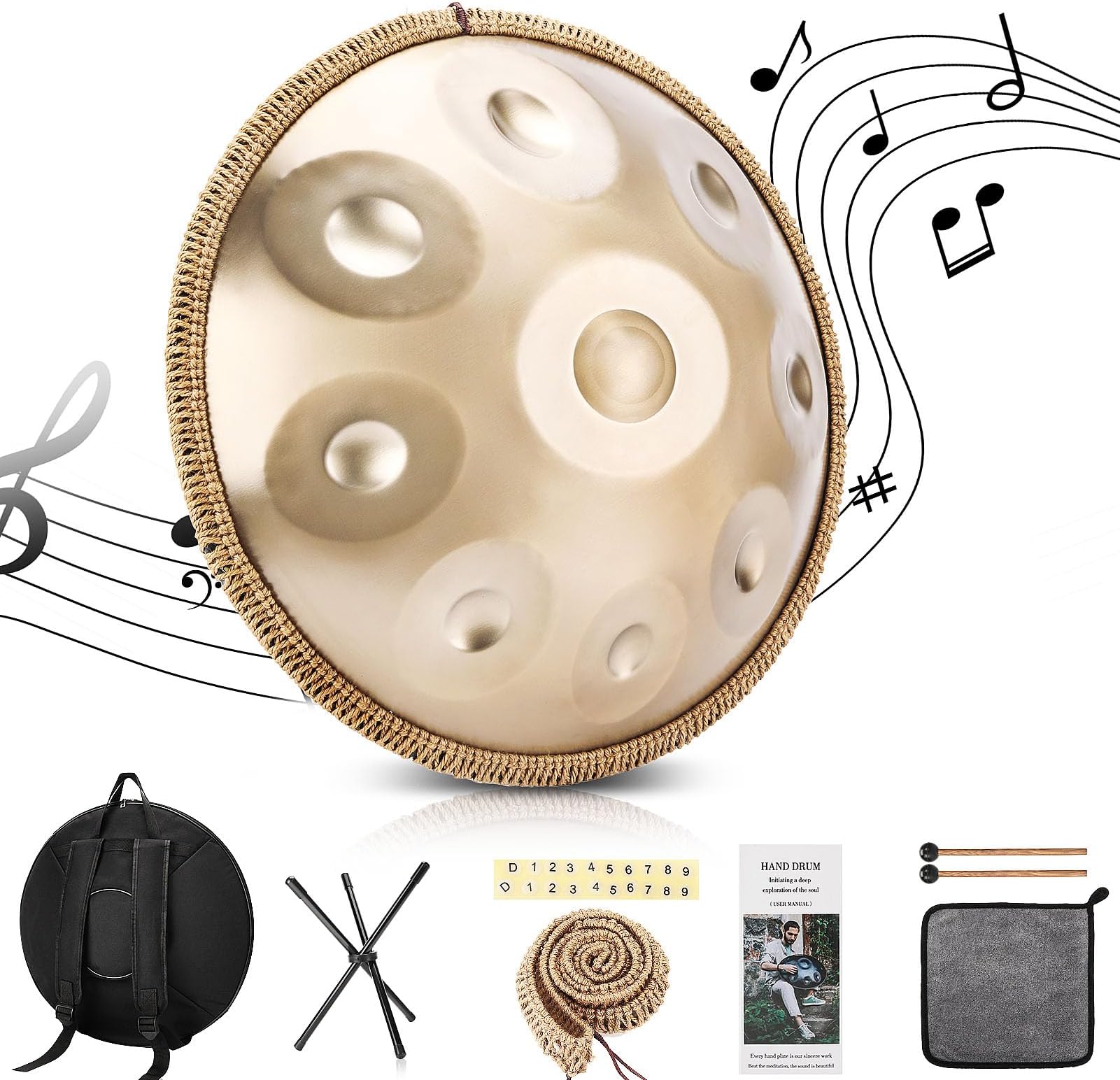 Amazon.com: Handpan 22 Inches Drum Set, 440Hz 9 Notes Hand Drum ...