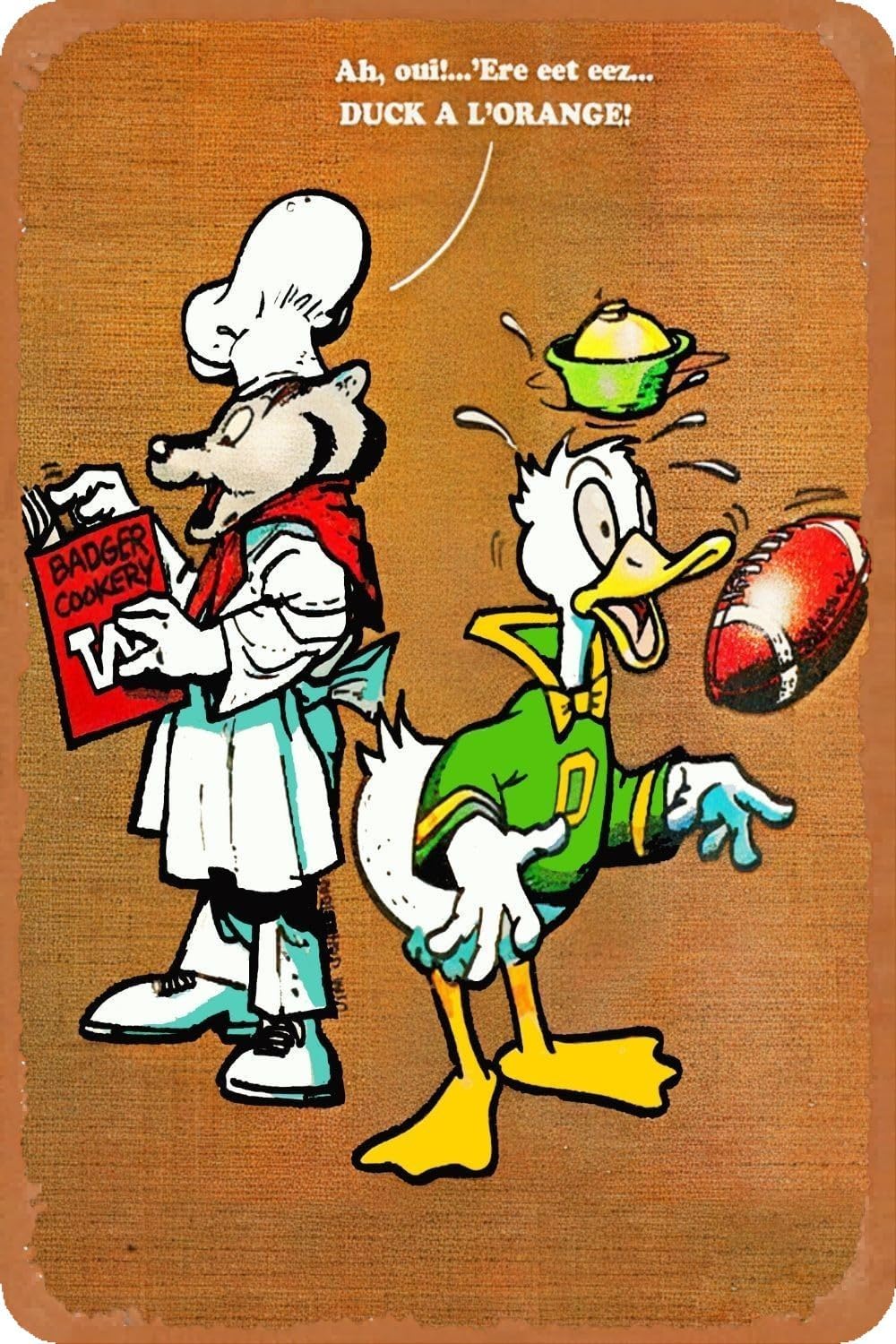 Amazon.com: BUCKY BADGER AND OREGON DUCK CARTOON ART Poster and Pub Bar ...
