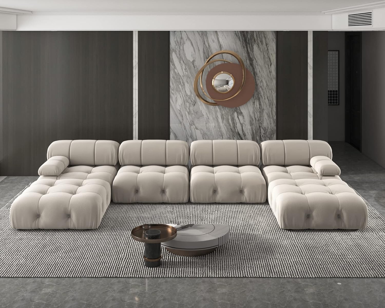 Amazon.com: TIFLON Modular Sectional Sofa, U-Shaped Velvet Sofas ...