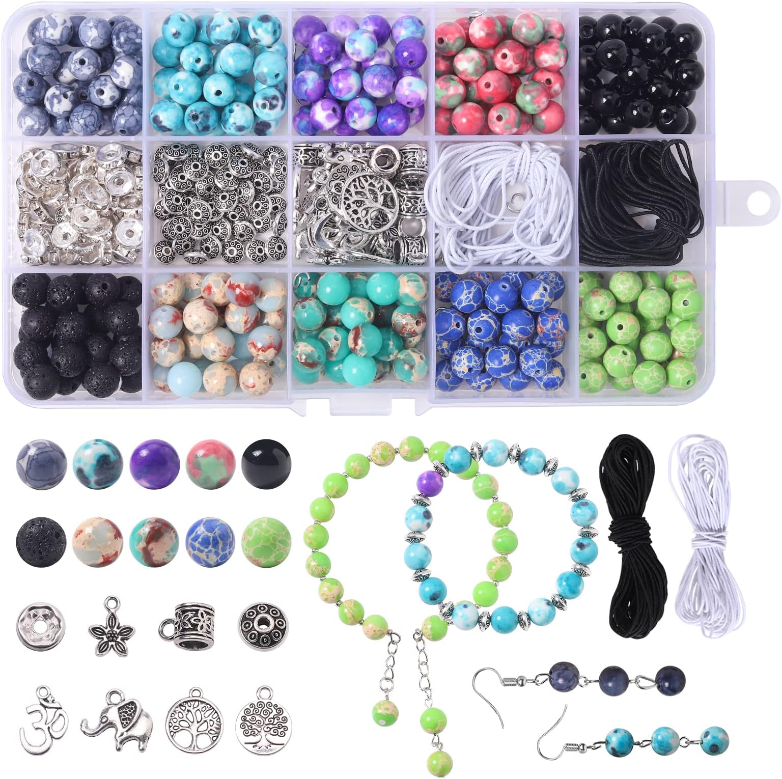 Amazon.com: 720pcs Glass Beads for Jewelry Making 8mm, 24 Colors Bead ...