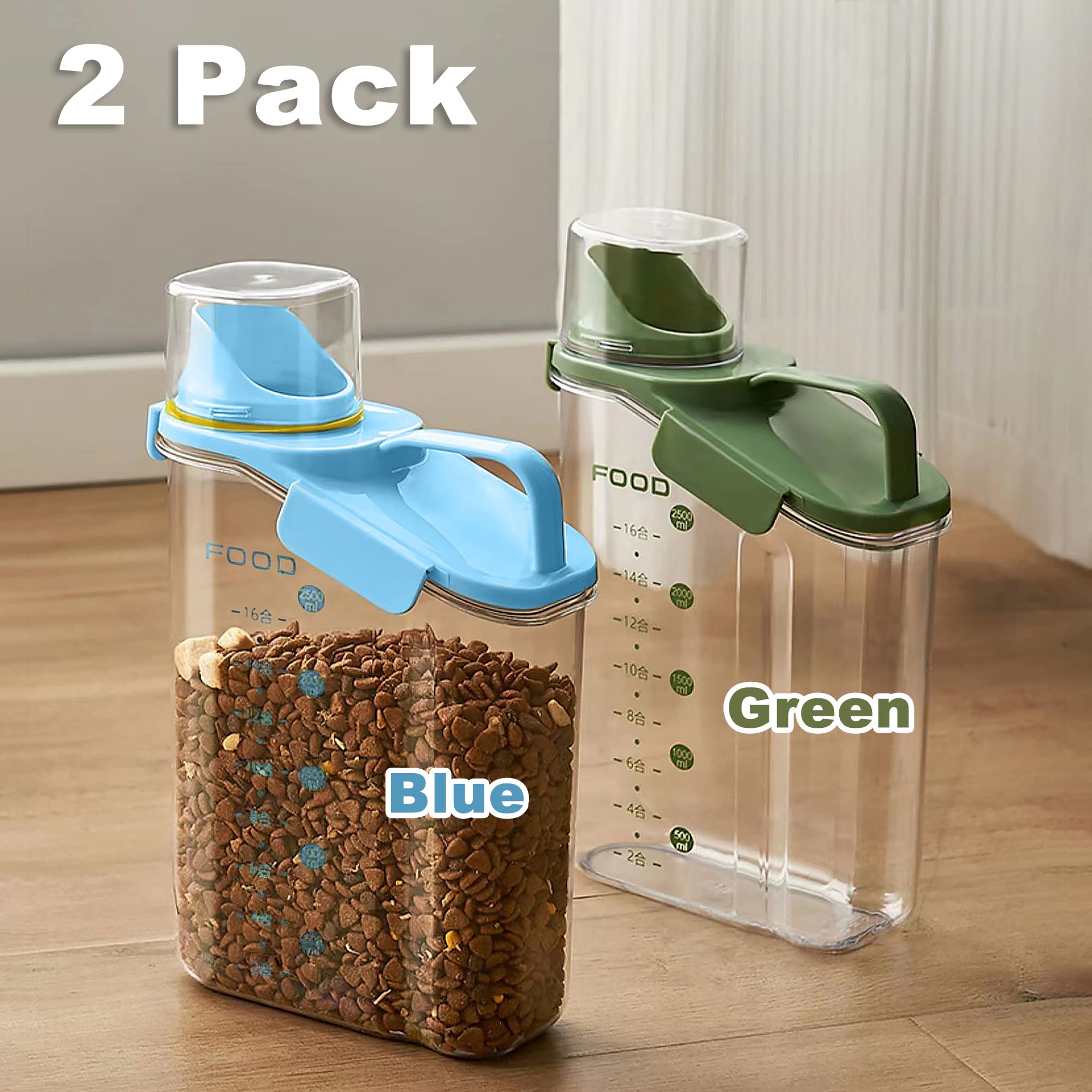å¯µå¹¸ 2 Pack 2.5lb/2.5L Pet Food Storage Container with Measuring Cup ...