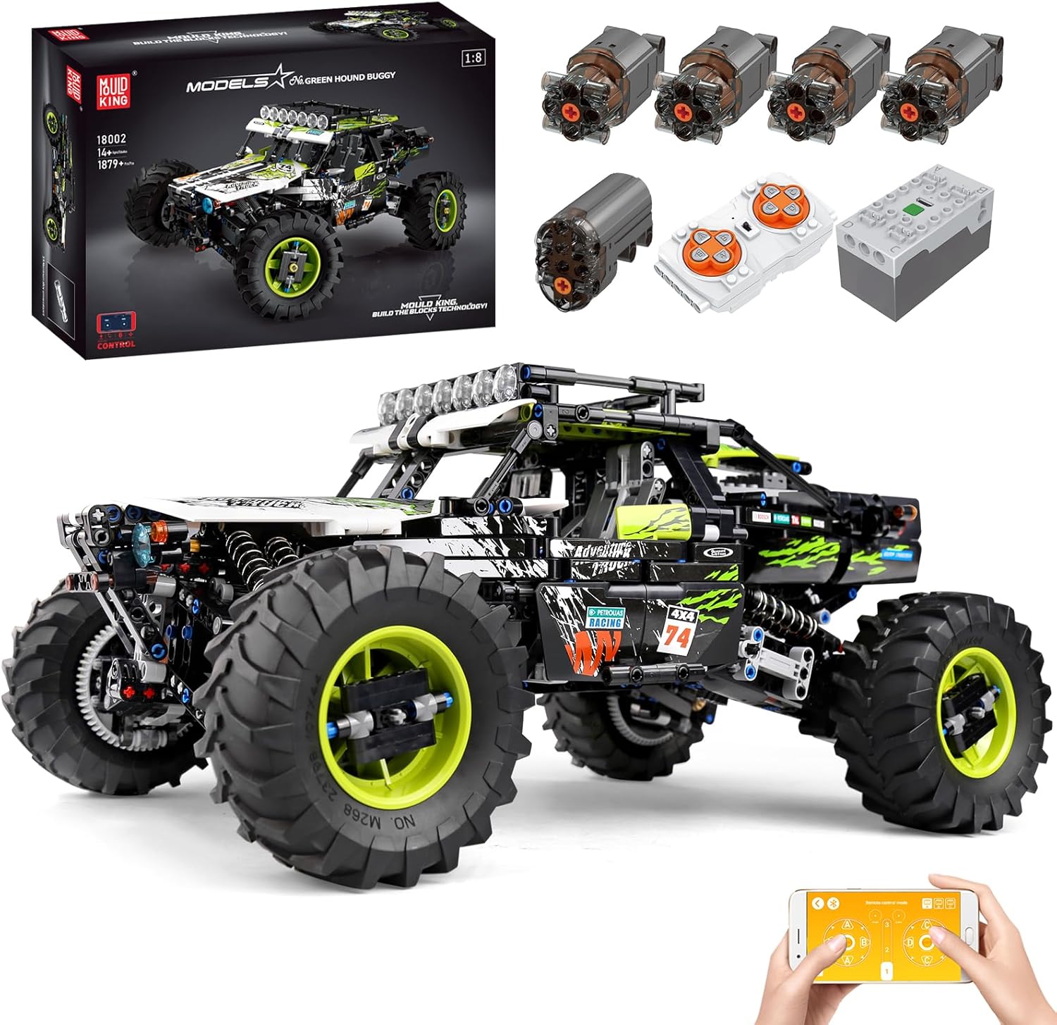 Mould King 18002 Technology Off-Road Vehicle Model Building Toy, 2.4G ...