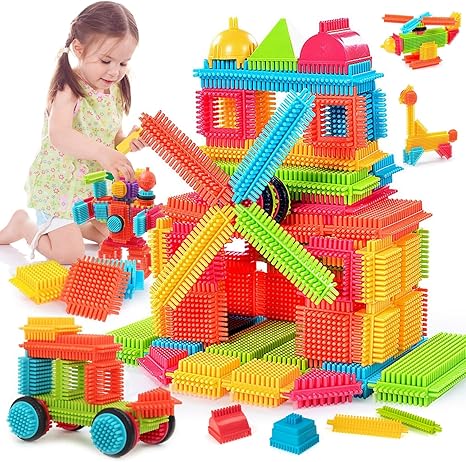 Amazon.com: Teytoy 100 Pcs Bristle Shape Building Blocks Toy Set for ...