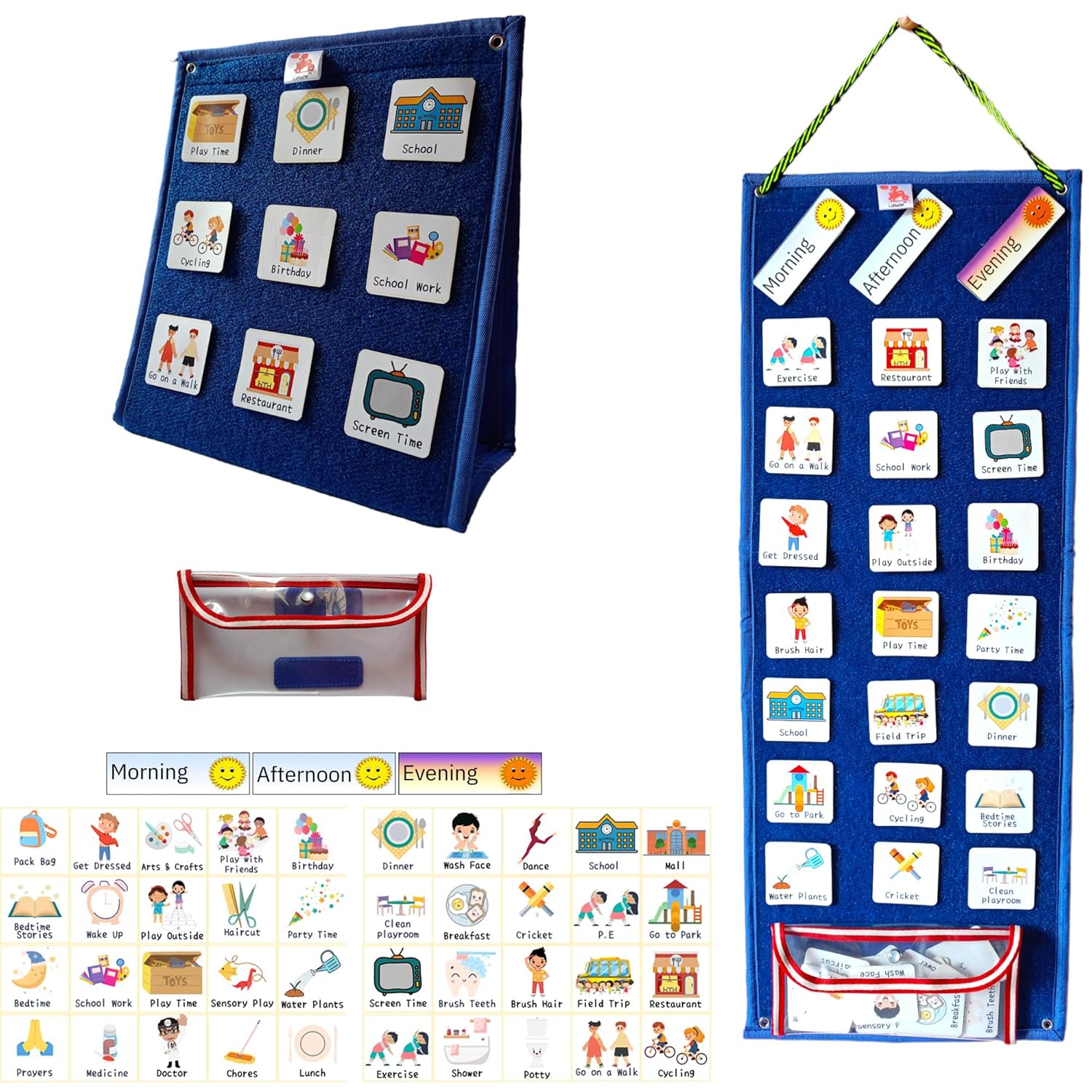 LittleOk Large Visual Schedule Board for Kids with 43 Cards | Perfect ...