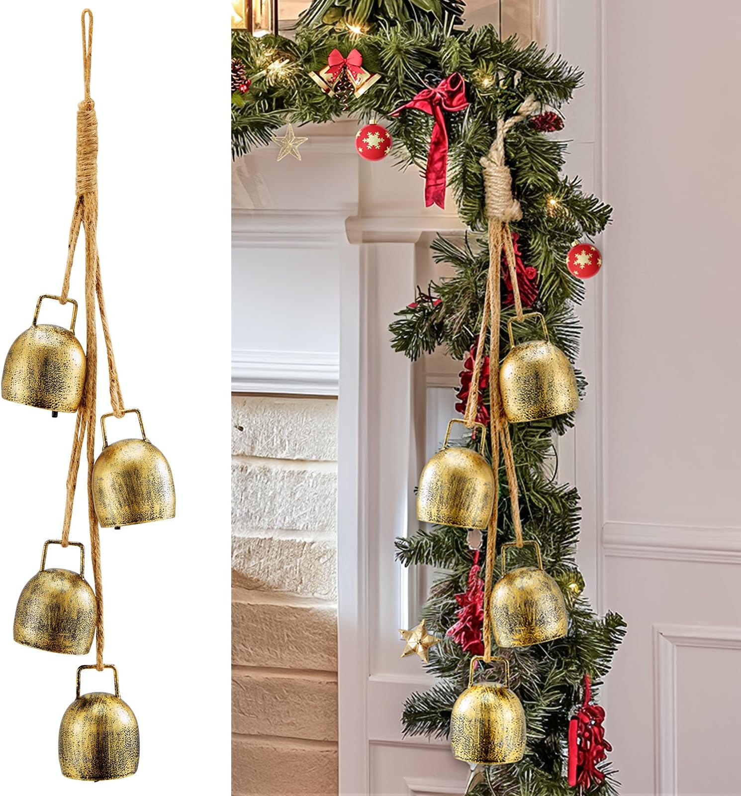 Amazon.com: Iron Wrouht Gold Bells for Christmas oraments, Witch Bells ...