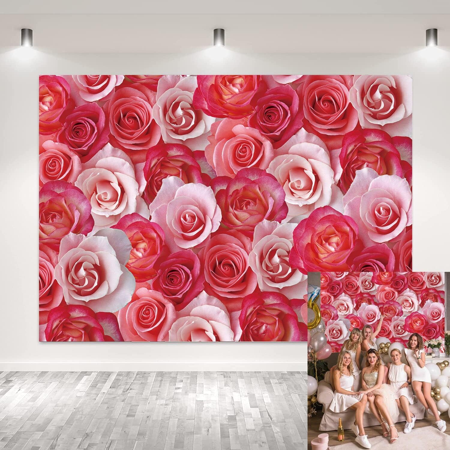 Amazon.com : Flower Wall Backdrop for Mother's Day Pink Rose Flower ...