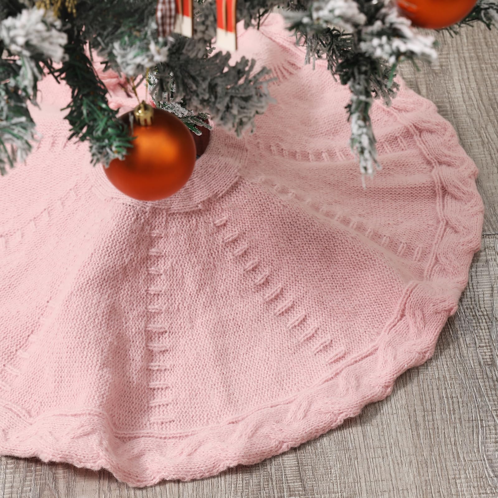 Amazon.com: Mini Pink Tree Skirt,21 Inches Knitted Christmas Tree Skirt ...