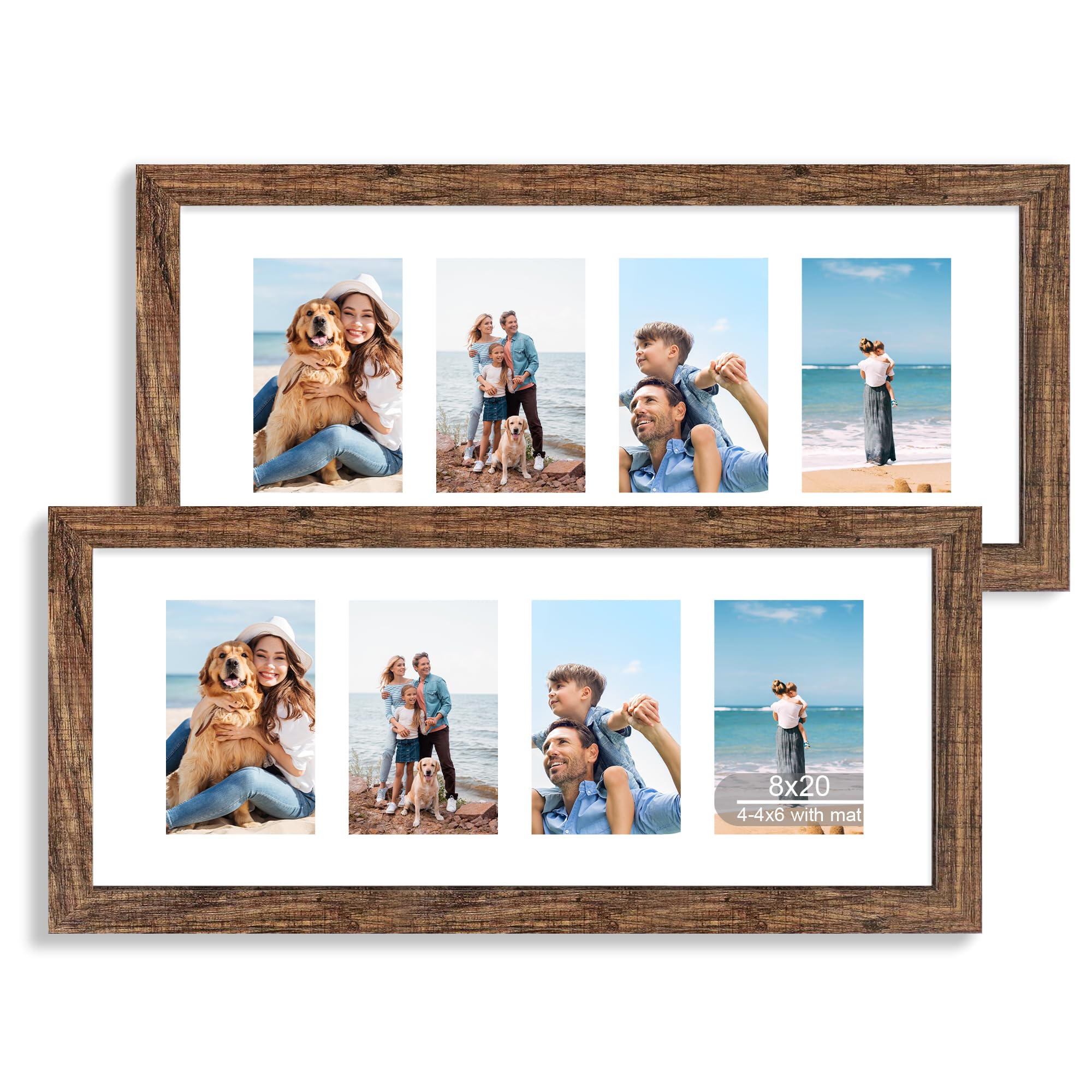 Amazon.com - Hongkee 8x20 Picture Frame Set of 2, Rustic Brown Wood ...