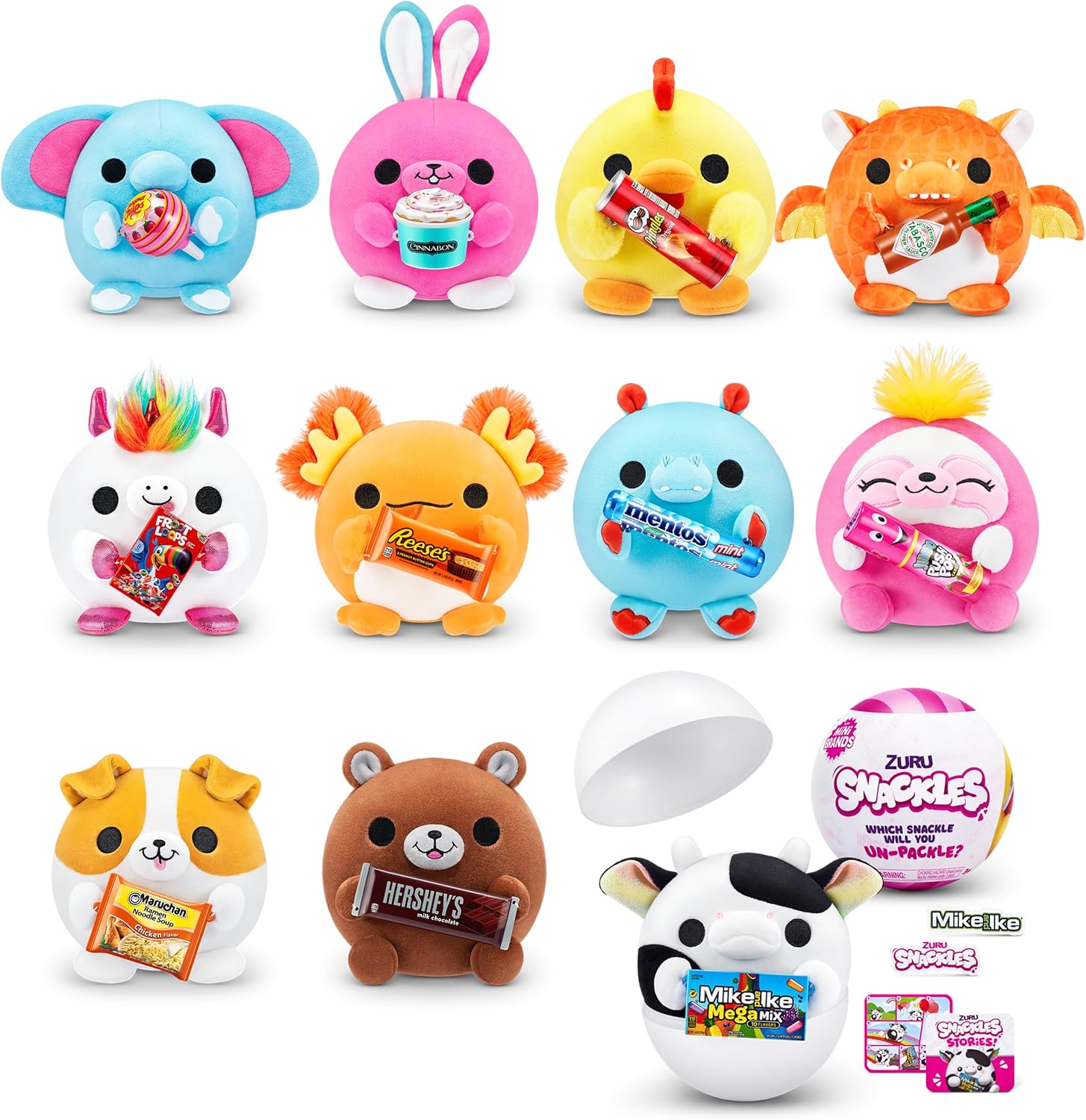 5 SURPRISE Snackles Series 1 - Small Surprise Plush with Licensed Snack ...