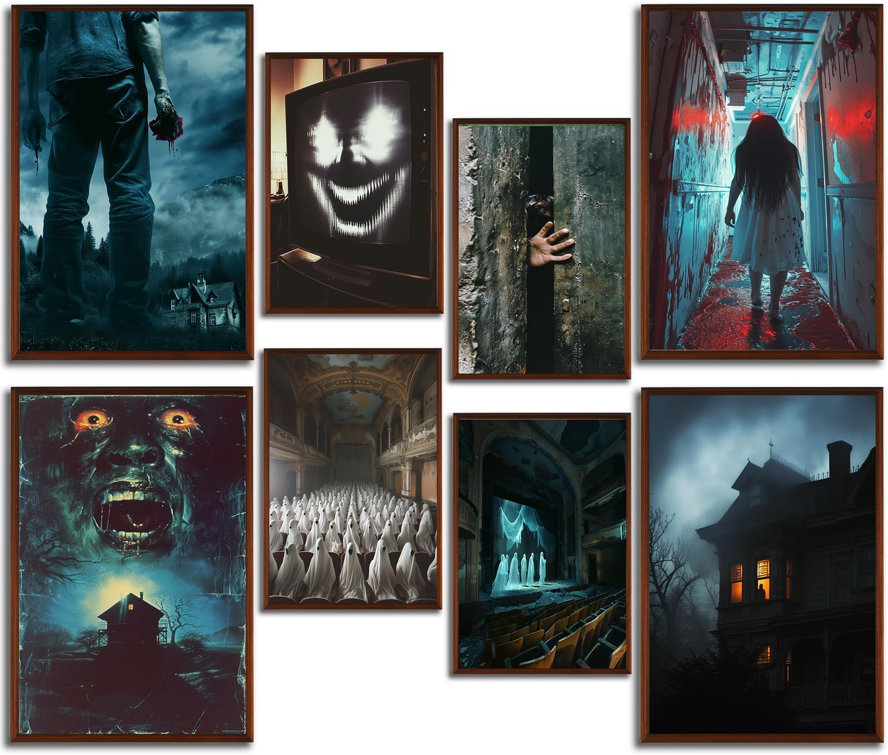8Pcs Retro Horror Movie Cover Poster, Classic Horror Movie Decor, Scary ...