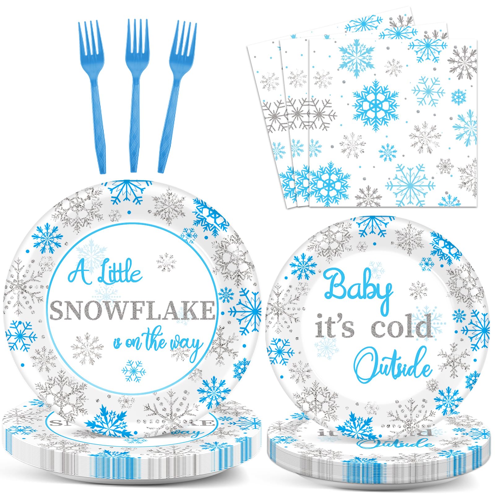 Amazon.com: 96pcs A Little Snowflake is on The Way Baby Shower Party ...