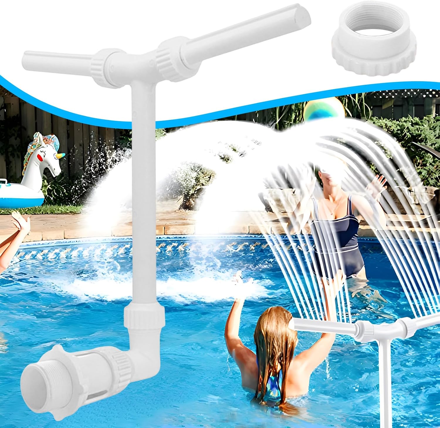 Amazon.com: Pool Fountain, Dual Spray Pool Waterfall, Pool Fountain for ...