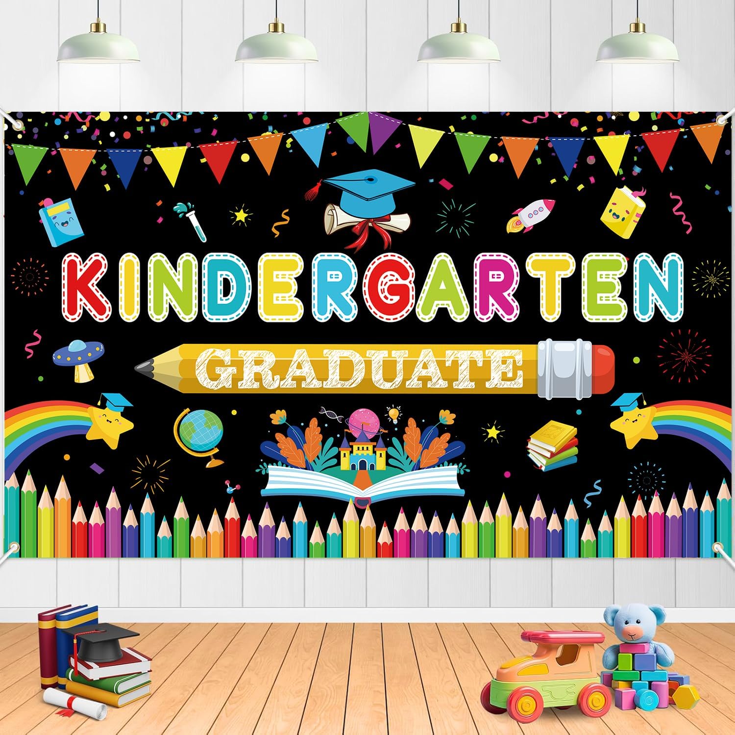 Amazon.com: Kindergarten Graduate Banner Backdrop, Kindergarten ...