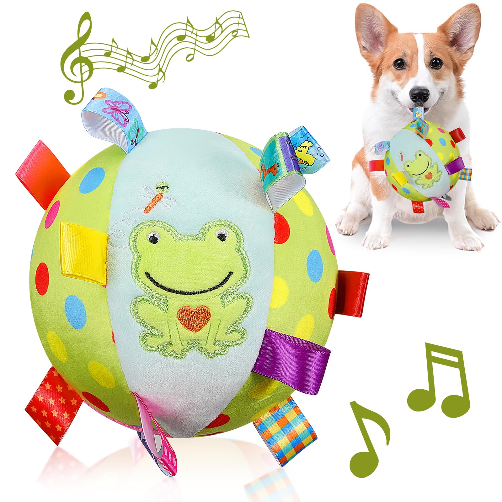 Amazon.com : Dog Squeaky Plush Ball Toy with Straps, 6 Inches Soft ...