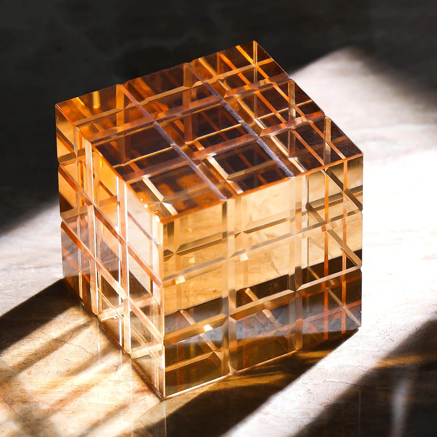 Amazon.com: Ornalrist Crystal Golden Cube Paper Weights Gifts for ...