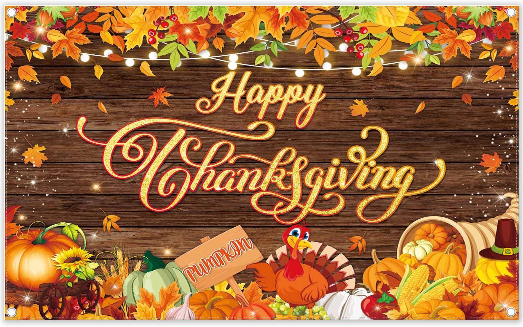 Amazon.com : ZTHMOE 72x43inch Happy Thanksgiving Backdrop Fall Pumpkin ...