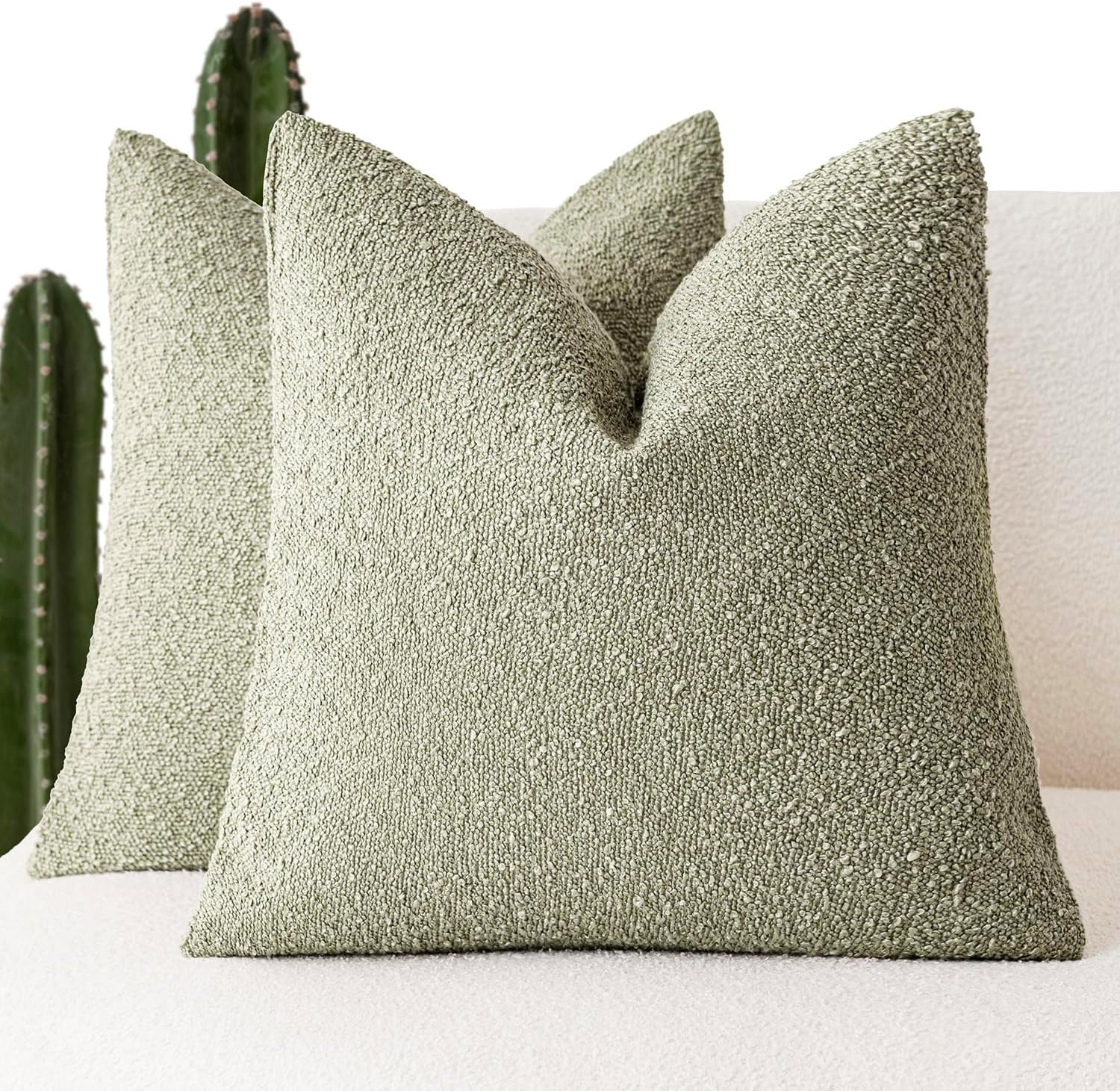 Amazon.com: Foindtower Pack of 2 Textured Boucle Throw Pillow Covers ...