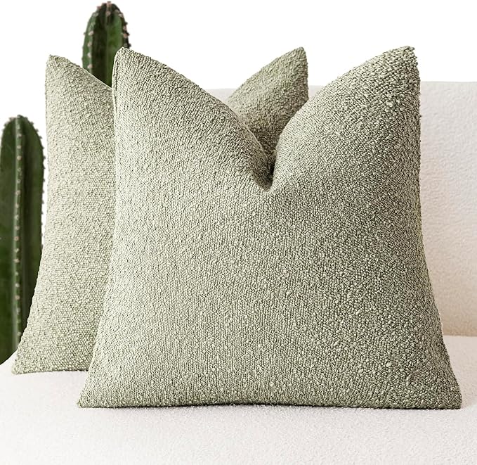 Amazon.com: Foindtower Pack of 2 Textured Boucle Throw Pillow Covers ...
