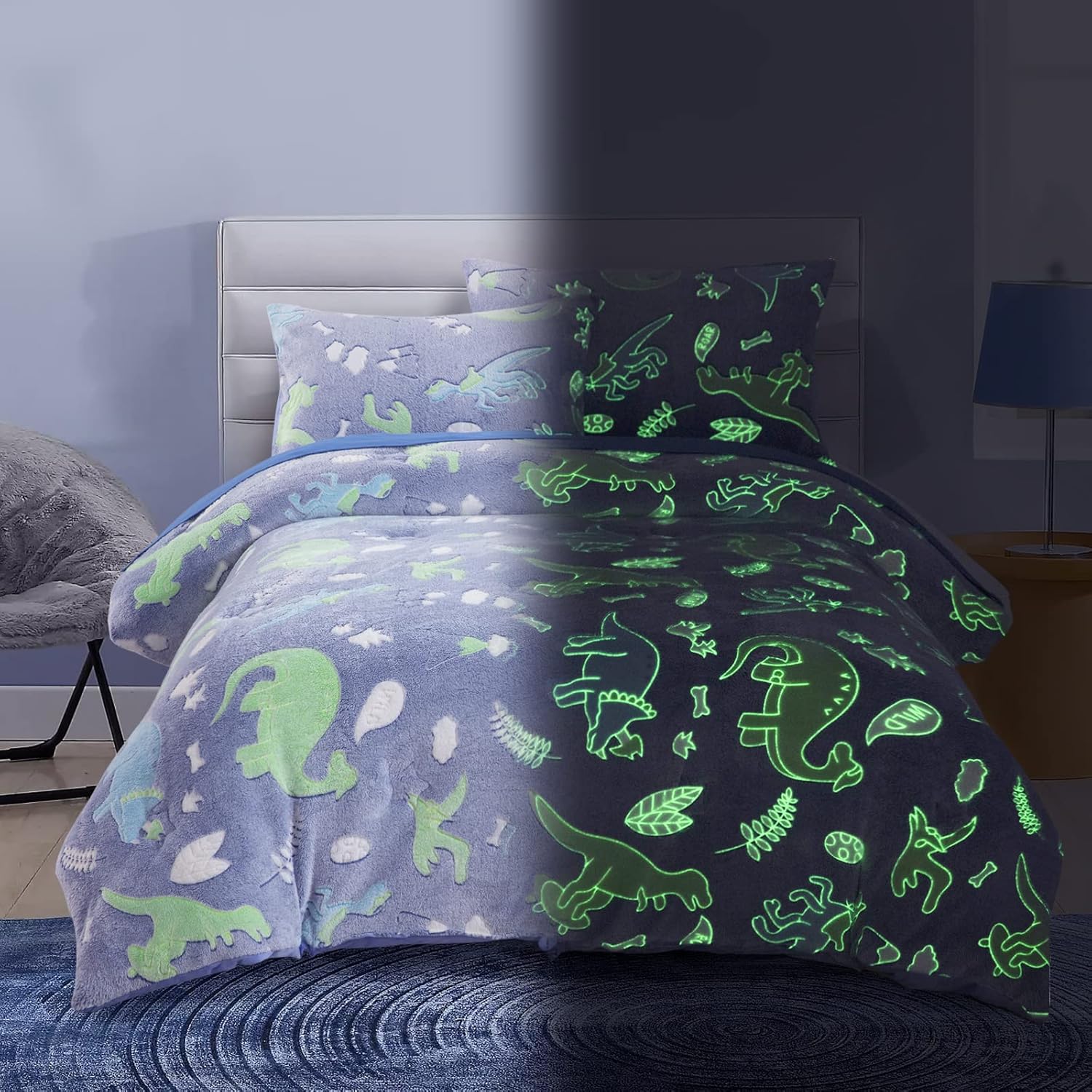 Amazon.com: HOMBYS Glow in The Dark Comforter Set 7 Piece Full with ...