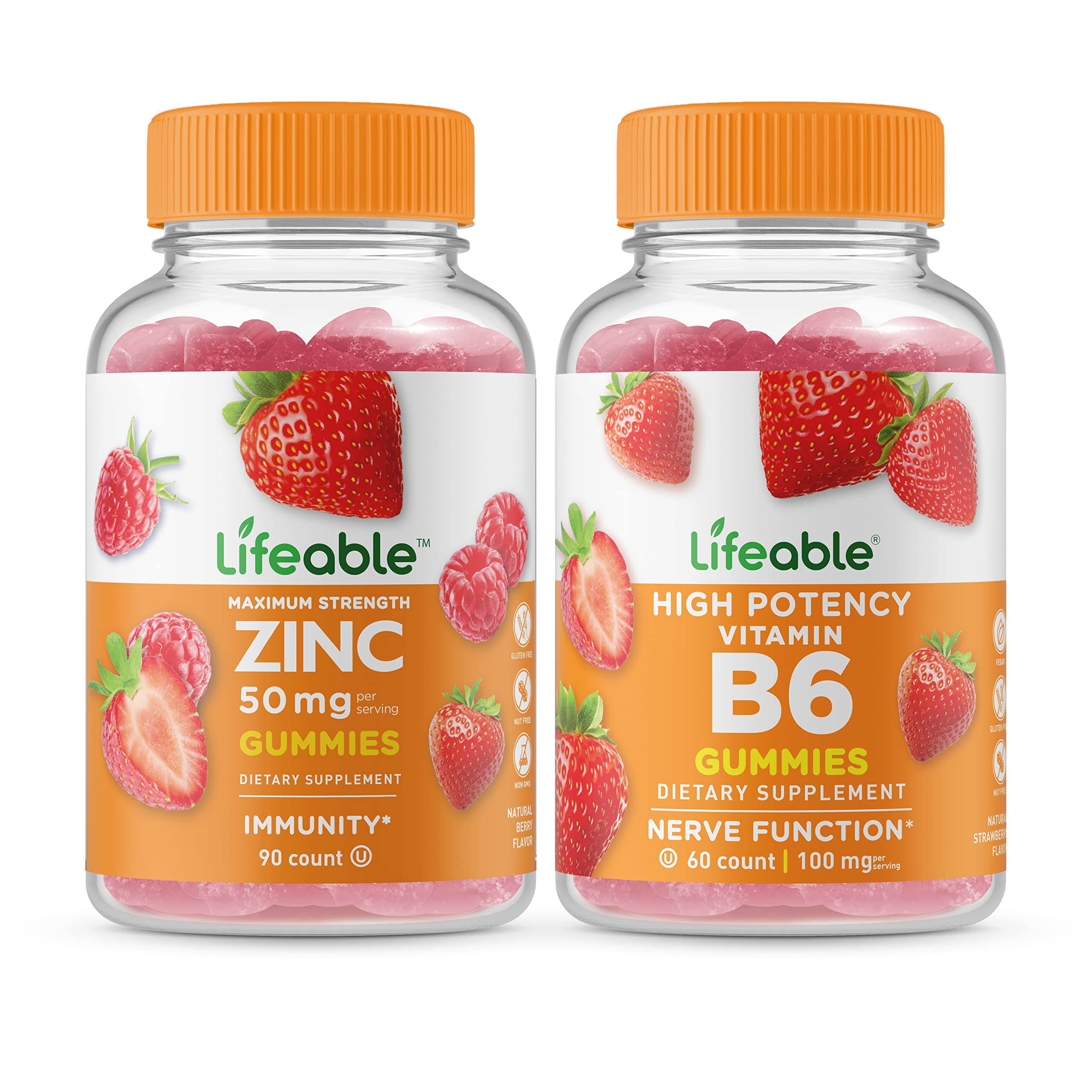 Amazon.com: Lifeable Zinc 50mg + Vitamin B6, Gummies Bundle - Great ...