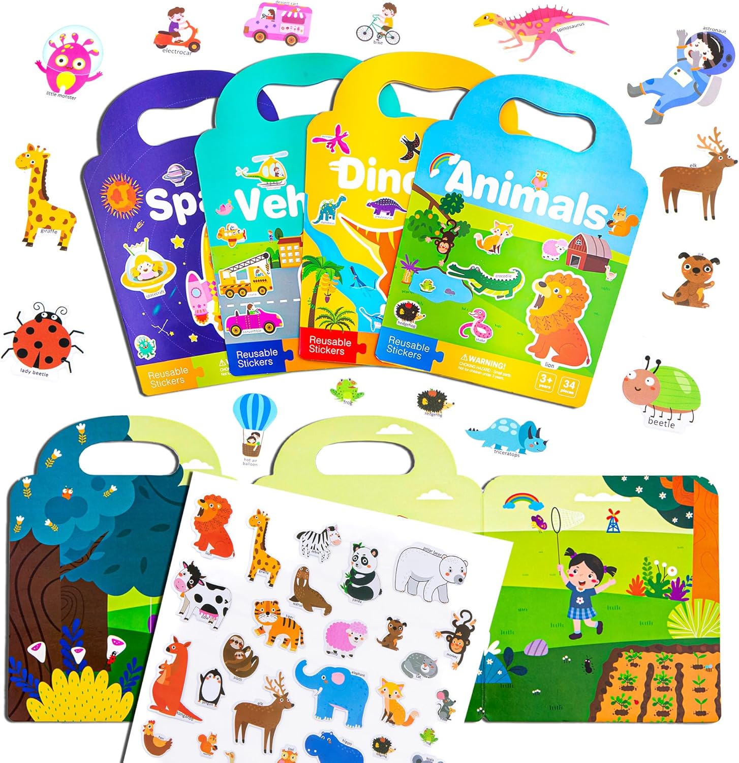 4 Pack Reusable Sticker Book - Childrens Books and Plane Activities for ...