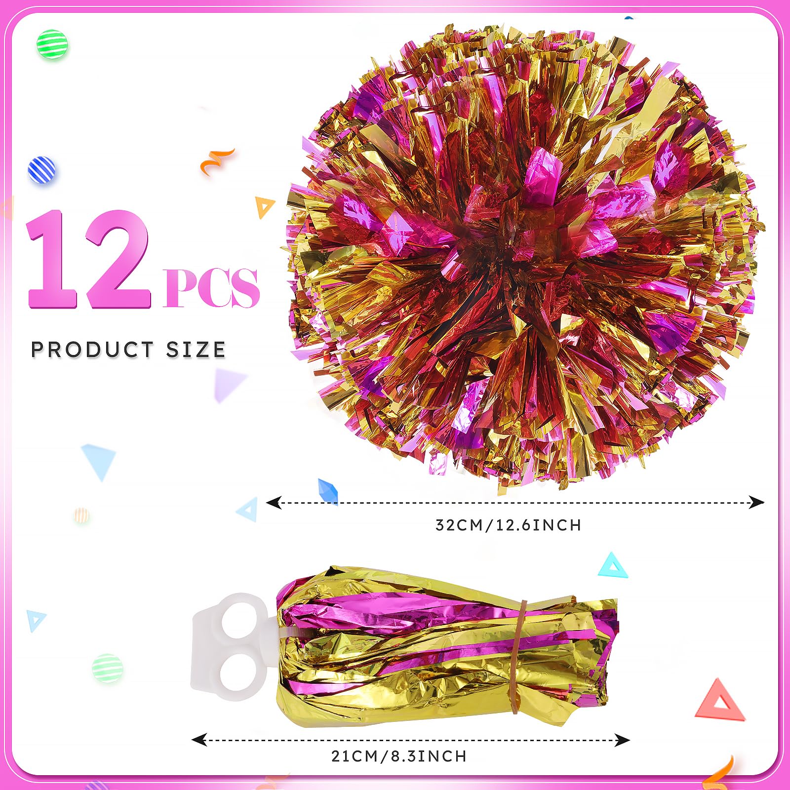 Snapklik.com : 12 Packs Metallic Cheerleading Cheer Pom Poms ...