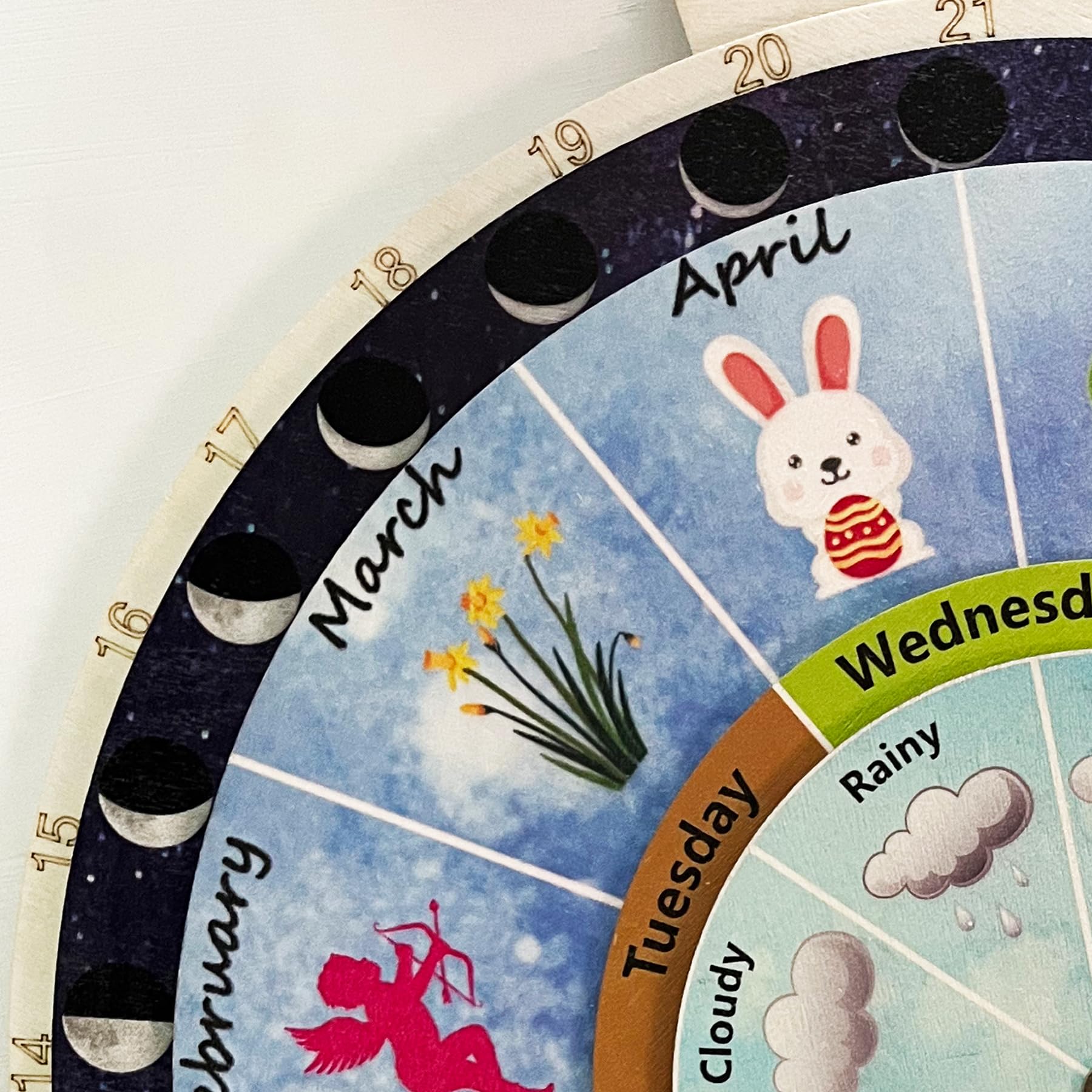 Snapklik.com : 12" Wheel Of The Year Wooden Perpetual Homeschool Calendar