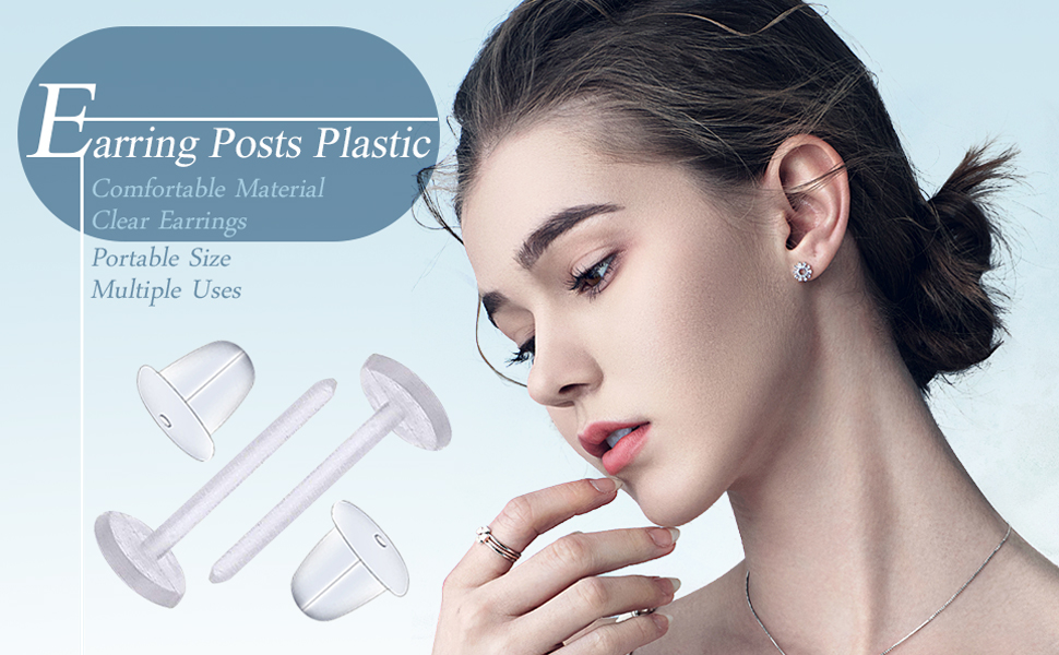 Watch 5mm Clear Plastic Earrings Pins Rubber Earring Safety Backs on ...