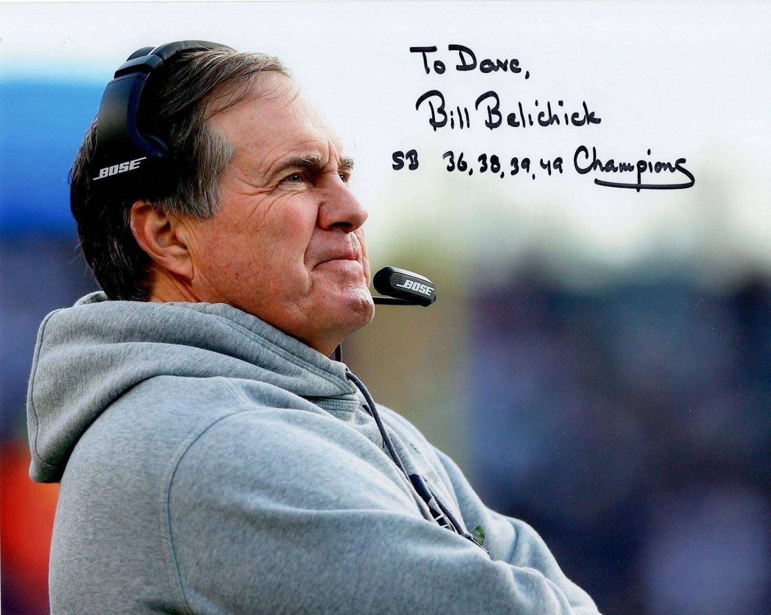 Bill Belichick Autographed Photograph - 8x10 COLOR +COA COACH TO DAVE ...
