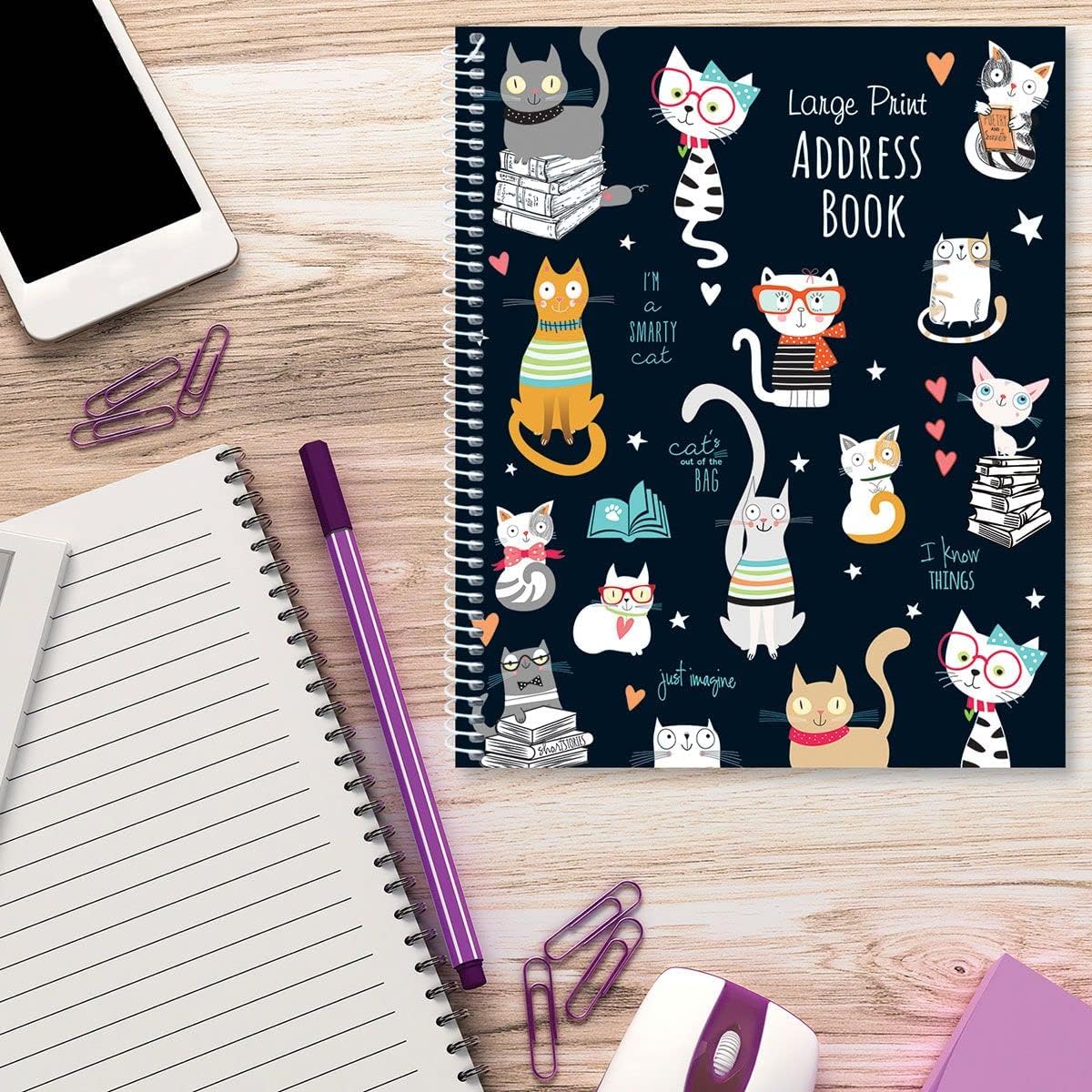 Smarty Cats - Libreta de direcciones con impresión grande 56 páginas ...