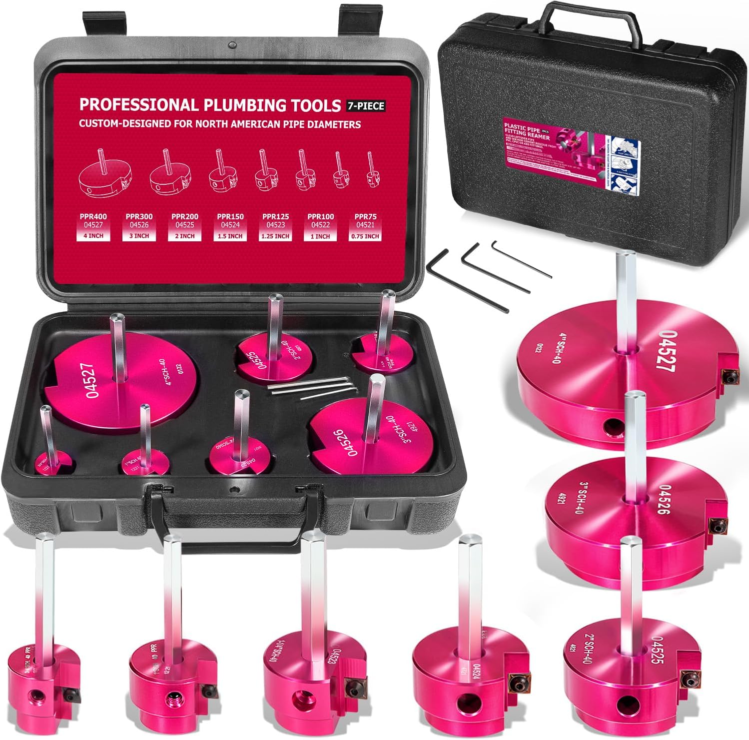 Amazon.com: 7Pcs PVC Pipe Fitting Reamer Kit - Complete Plastic Reamer ...