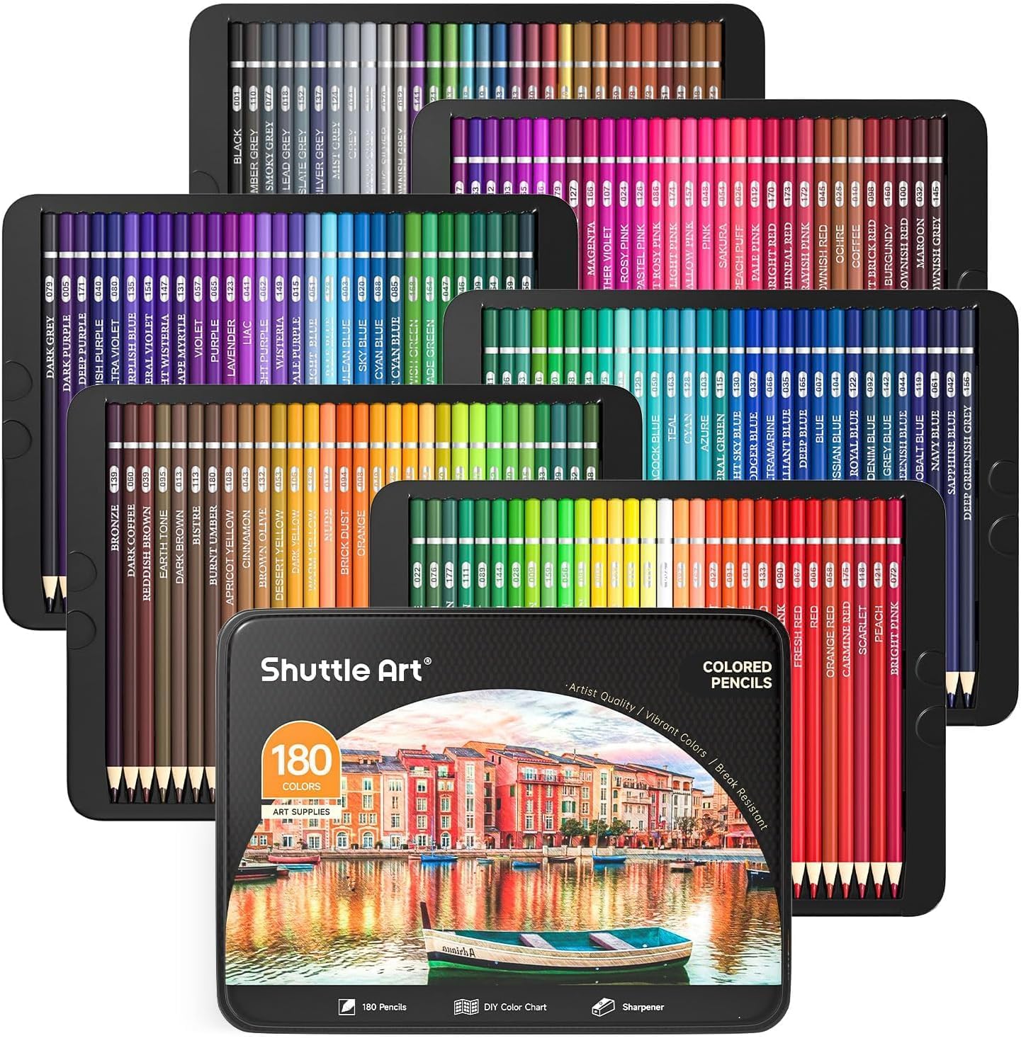 Shuttle Art 180 Crayons de Couleur Professionnels, Set de Crayons de ...