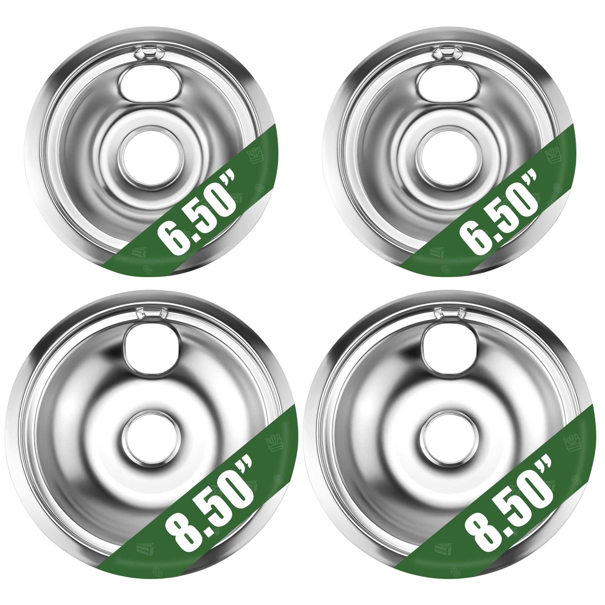 Amazon.com: Silver Stove Drip Pans|Chrome Burner Drip Pan Bowls-4 Packs ...