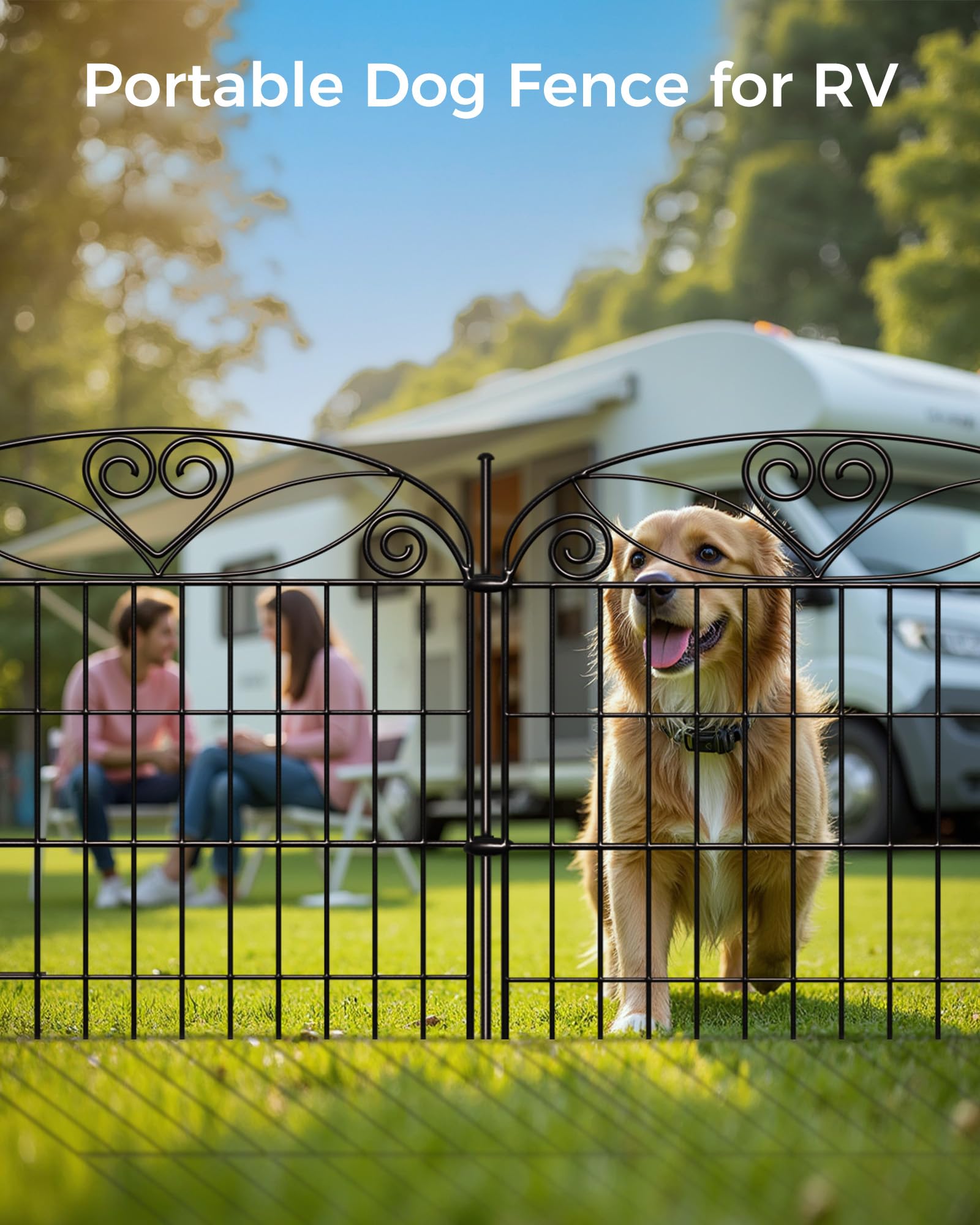 Garden Fence 10-Panel No Dig - 32\"H X 23.6\'L, Rustproof Metal, Arched ...