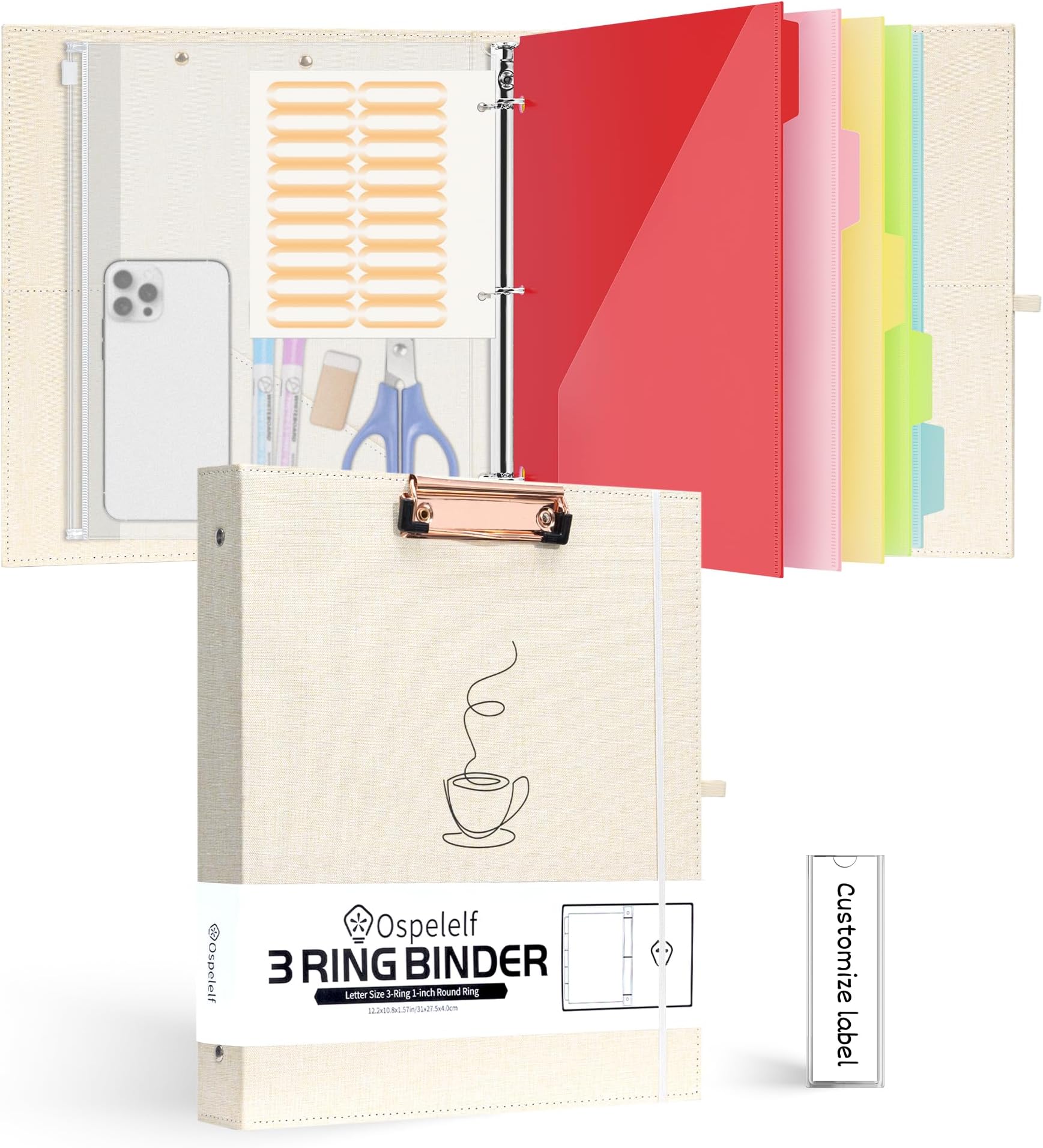 Amazon.com : ½ Inch 3 Ring Binder .5 inch, White Round Ring Binder with ...