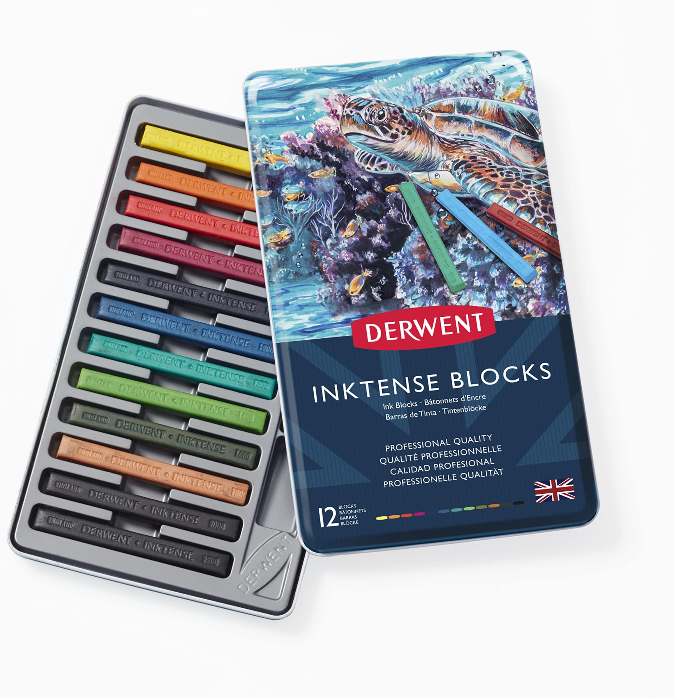 Amazon.com : Derwent Inktense Blocks 12 Tin, Set of 12, 8mm Block, Soft ...