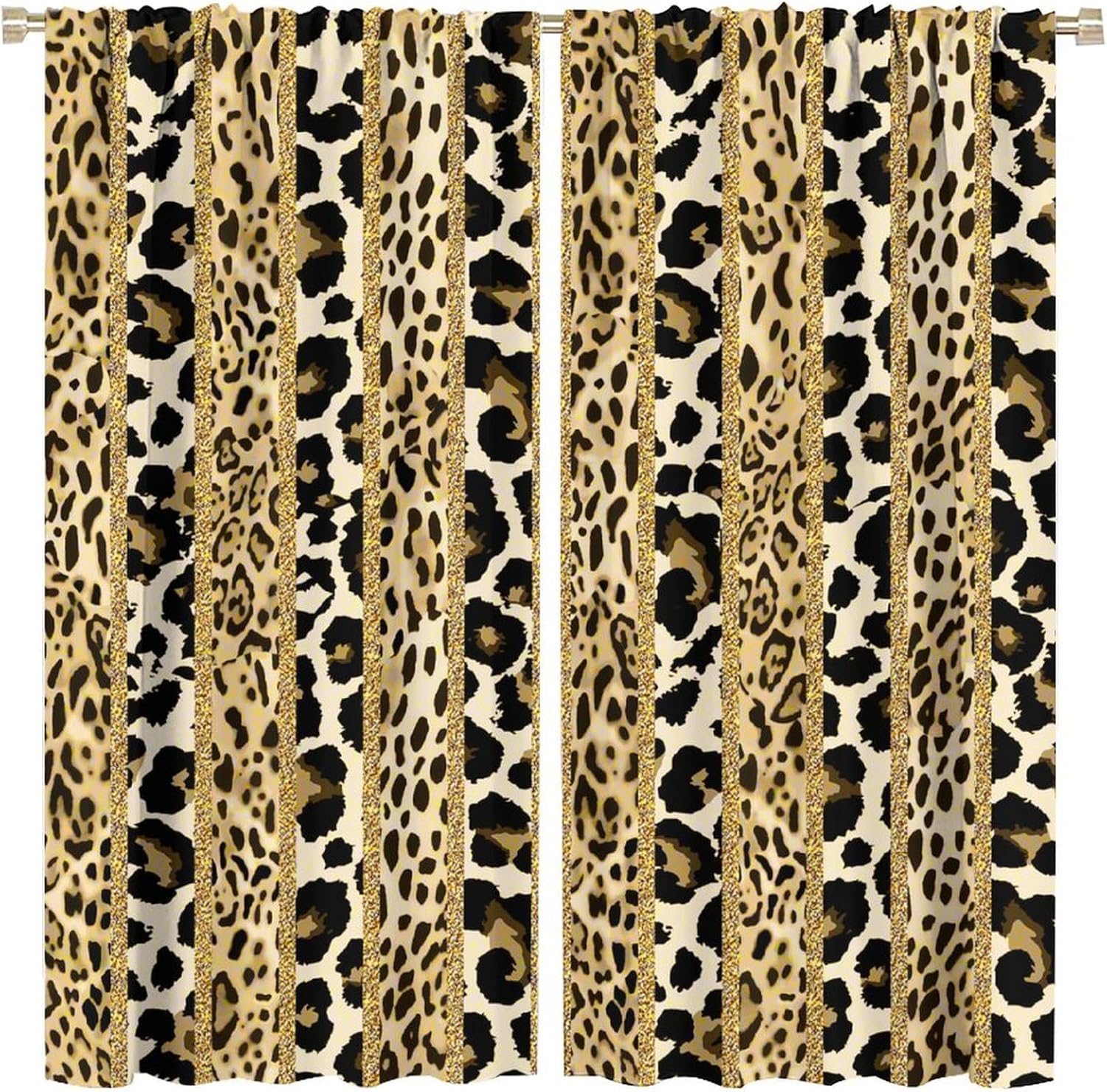 Amazon.com: Hazuff Leopard Print Blackout Window Curtains, Prairie ...