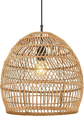 Creative Co-Op Modern Boho Hand Woven Rattan Ceiling Light, Natural ...