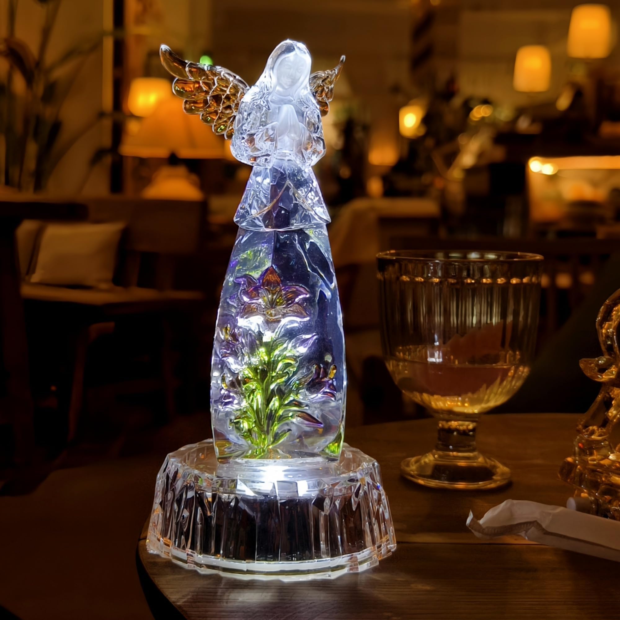 Amazon.com: Roman 12.75-Inch Lighted Swirl Angel with Gold Wings ...