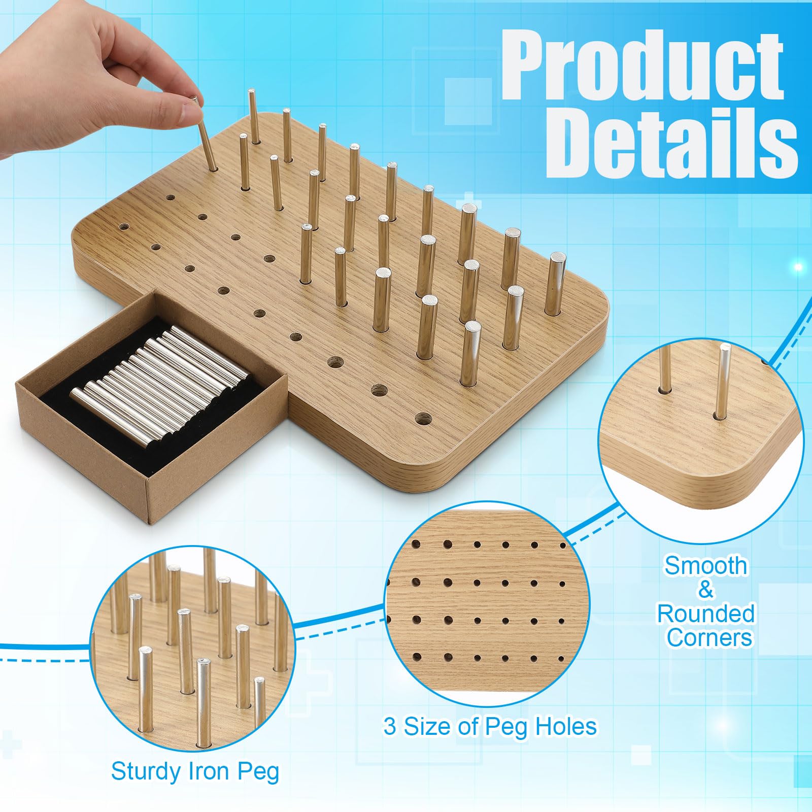 Snapklik.com : Colingmill 36 Hole Wooden Pegboard For Finger Dexterity