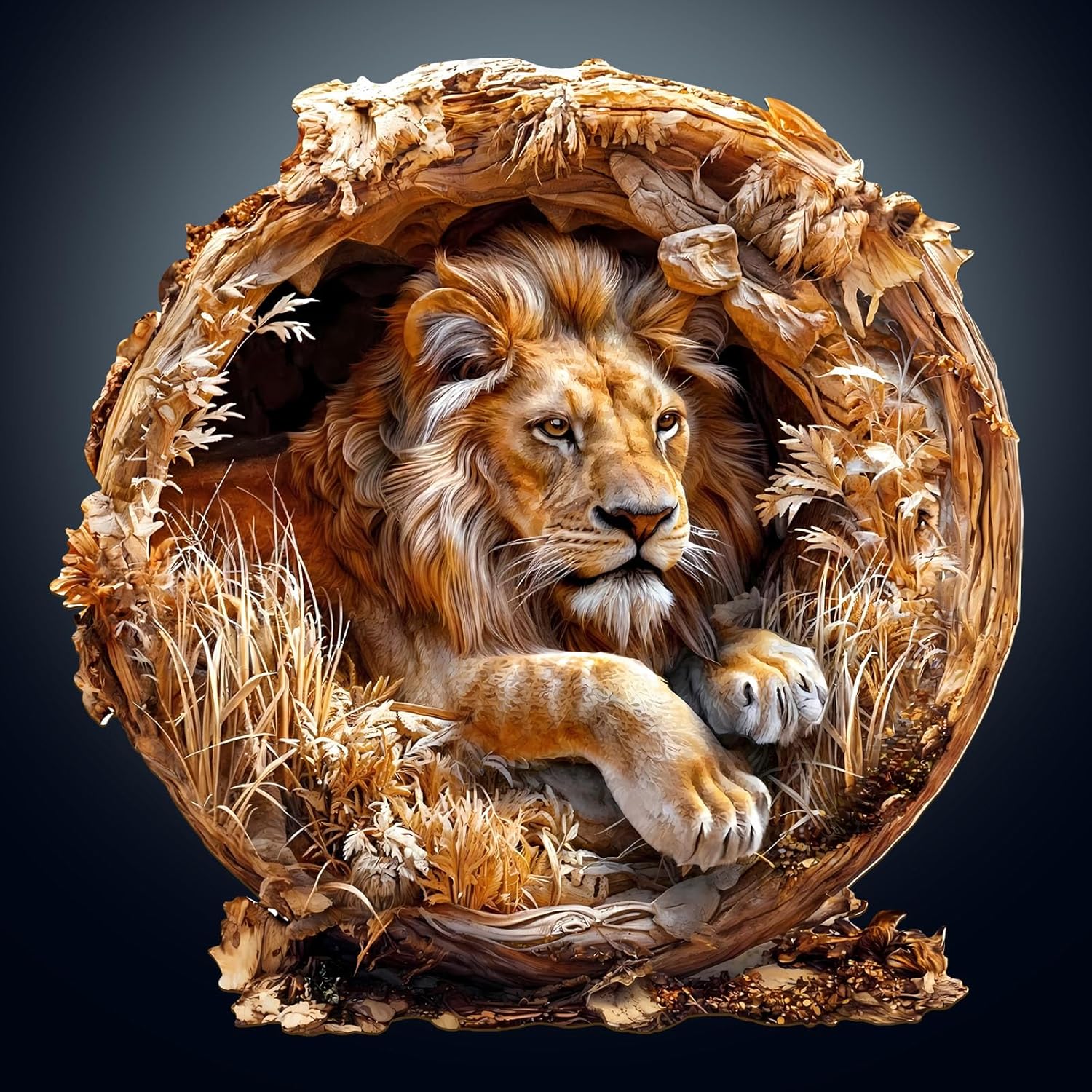 Amazon.com: Wooden Puzzles for Adults, 3D Vision Effect Lion King ...